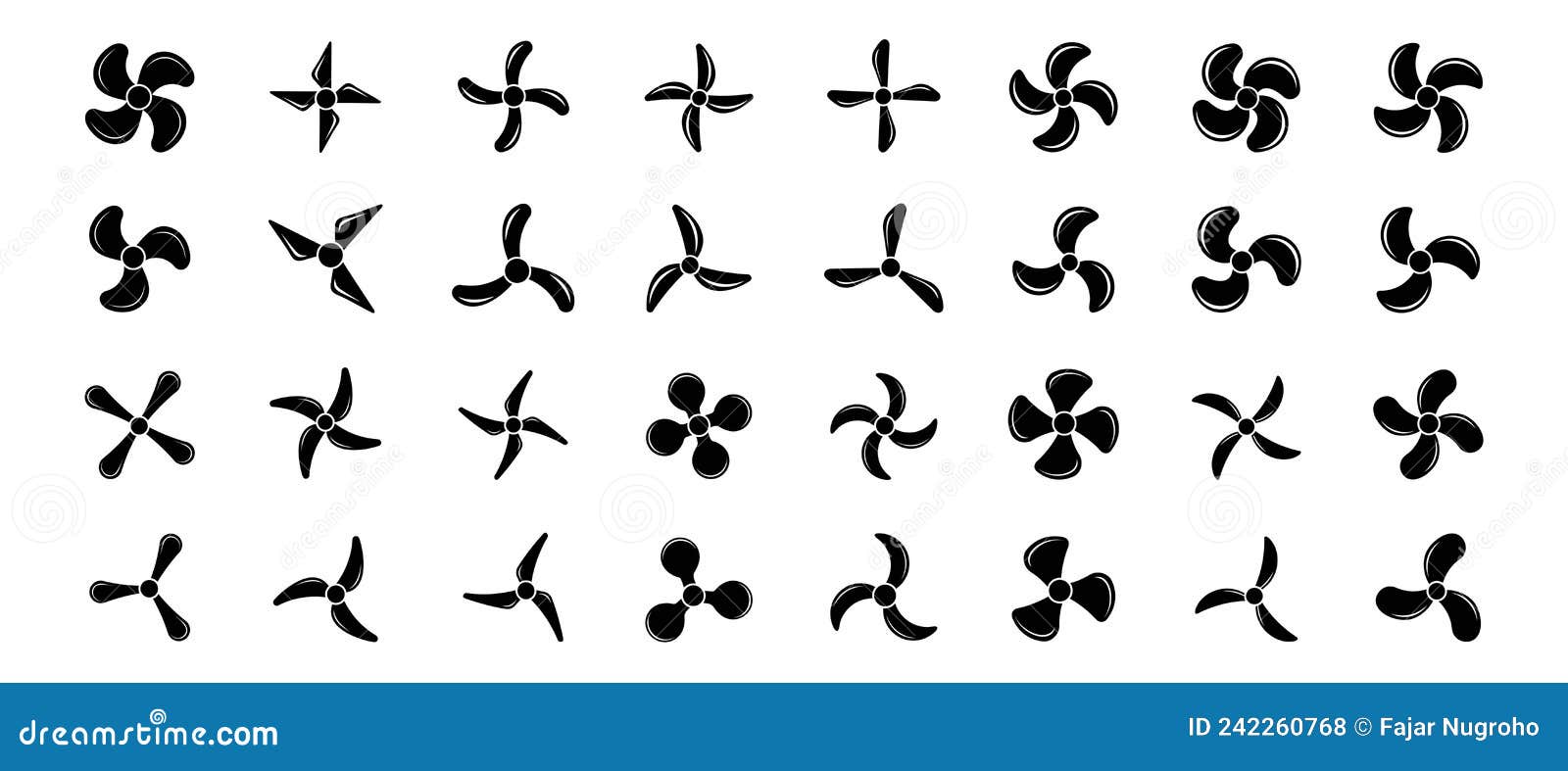 Symbols Fan Rotating Vector Illustration.Propeller Icon Set Stock ...