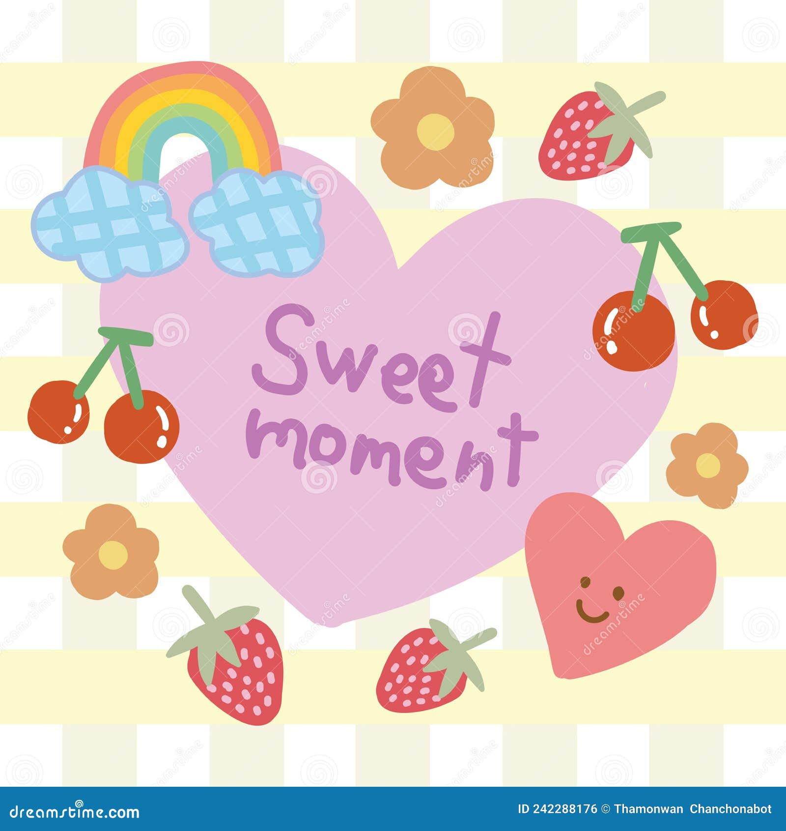 Cute Stuffs on Sweet Background Stock Vector - Illustration of fabric ...