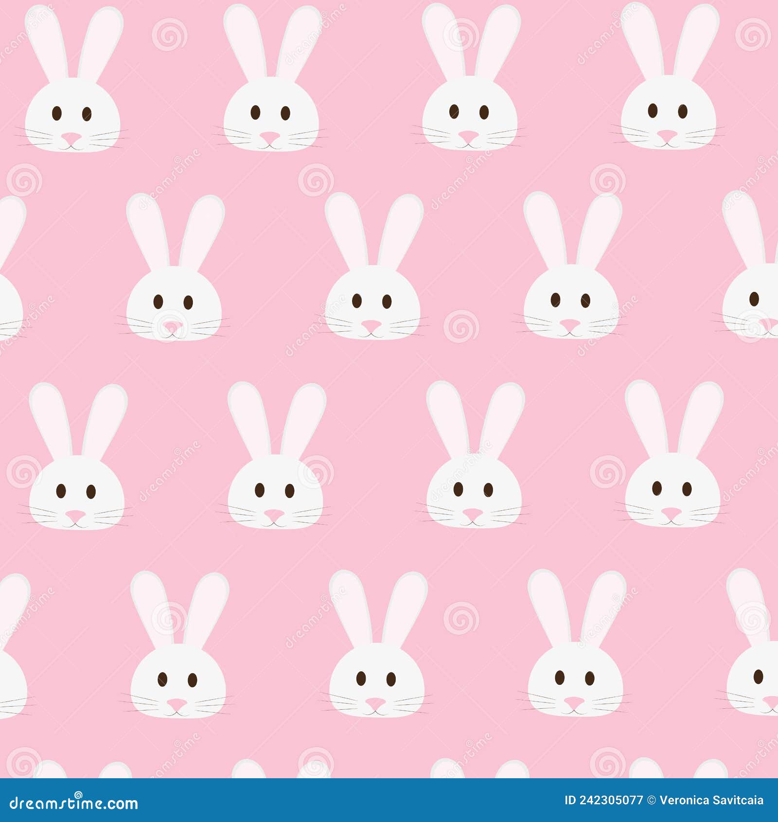 Bunny on the Pink Background Stock Illustration - Illustration of ...