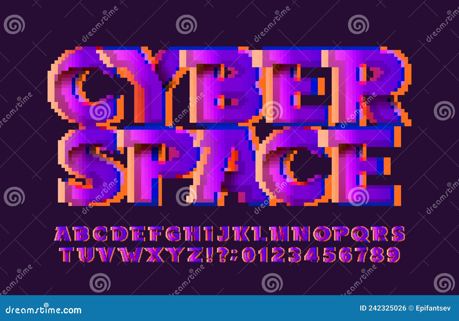Cyber Alphabet Font. Neon Electronic Letters And Numbers. Vector ... Cyber Alphabet Font. Neon Electronic Letters And Numbers. Vector ...