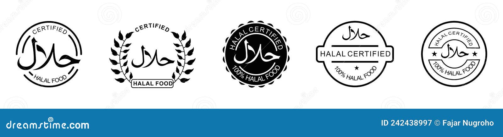 Halal Icon Set Product Emblem Vector Illustration Stock Vector ...