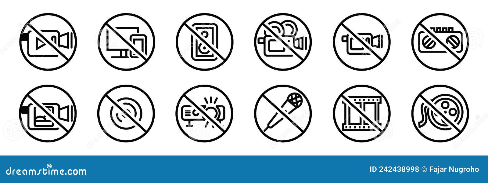 Icon Set Prohibition Signs No Photography and No Video Recording Stock ...