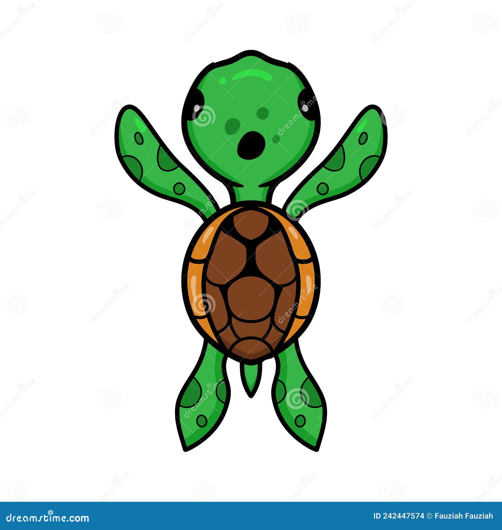 Cute Little Turtle Cartoon Swimming Stock Vector - Illustration of ...