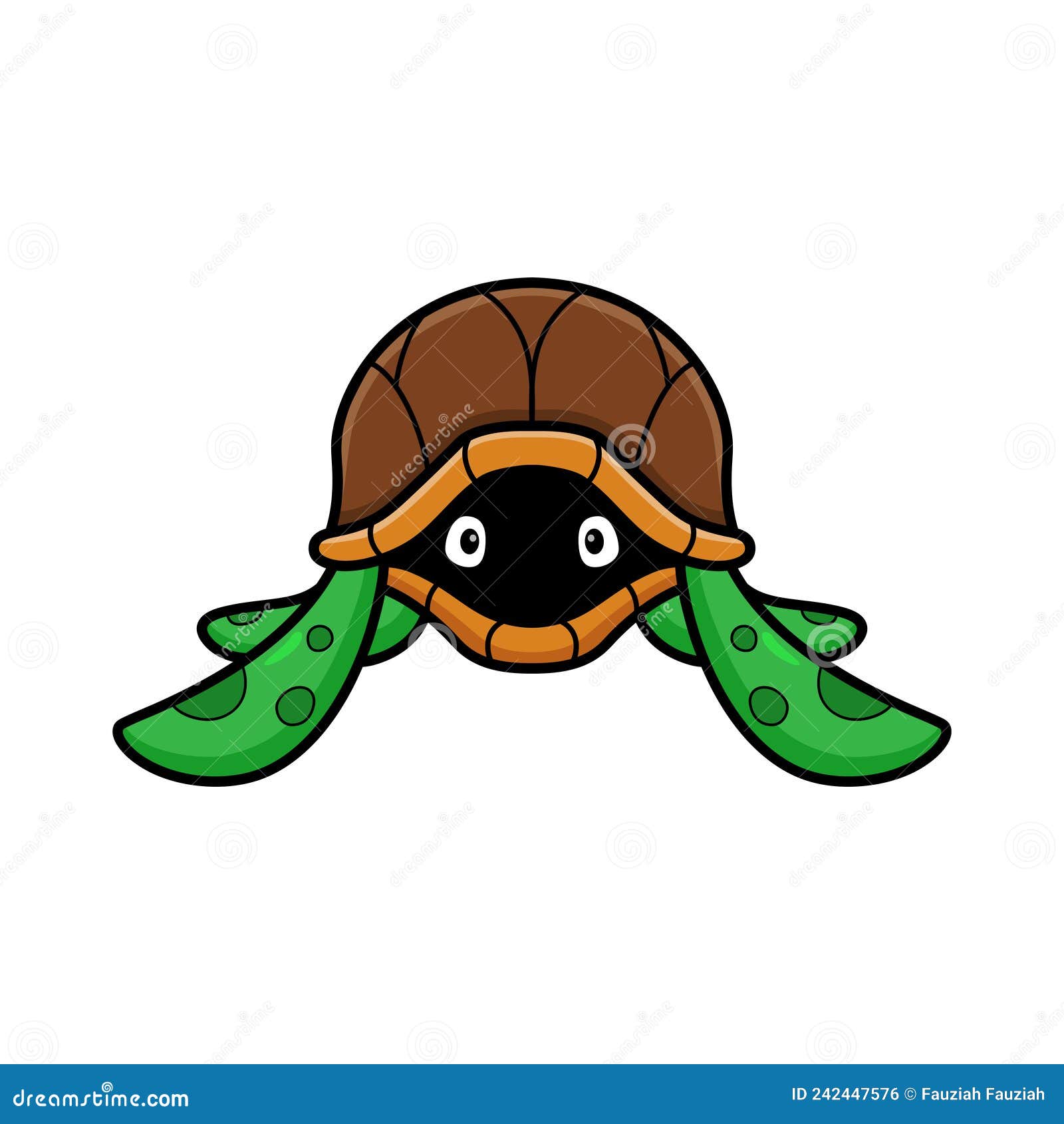 Cute Little Turtle Cartoon Hides in Its Shell Stock Vector ...