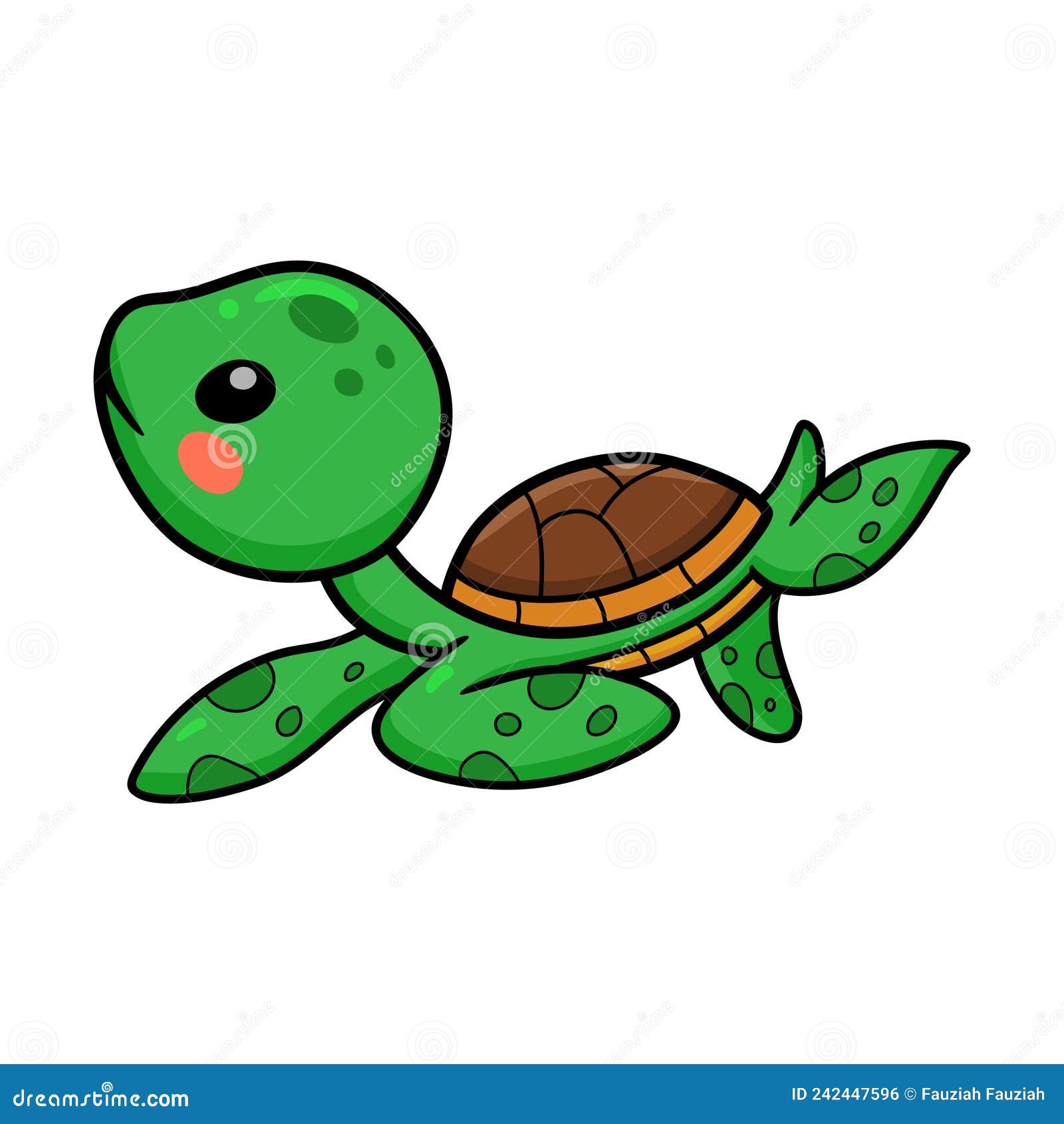 Cute Little Turtle Cartoon Swimming Stock Vector - Illustration of ...