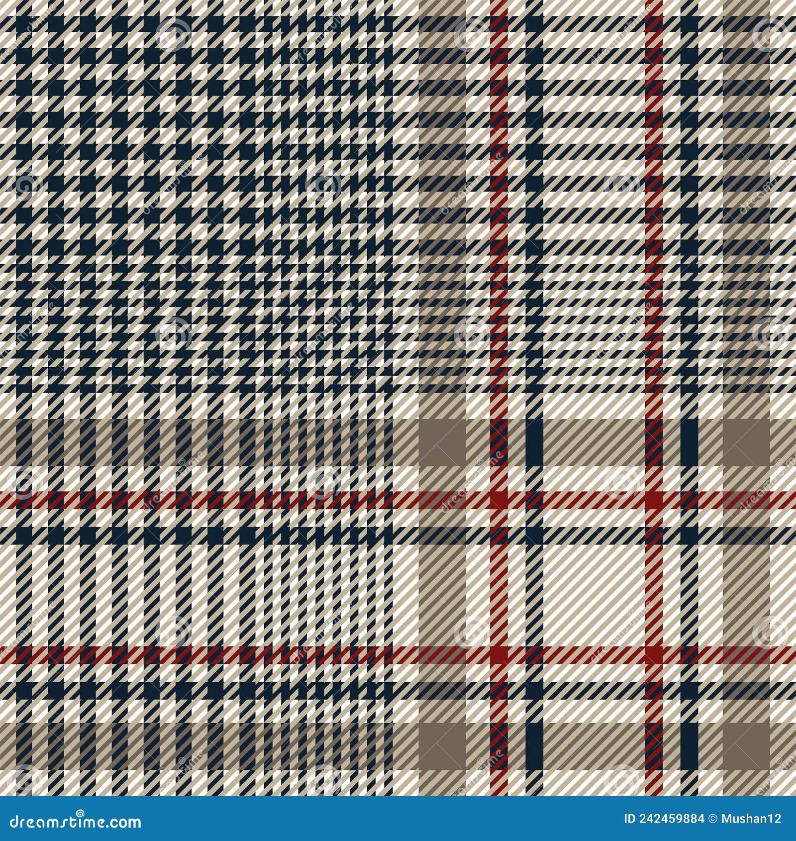 Glen Check Plaid Pattern Set For Autumn Winter. Seamless Tweed Tartan ...