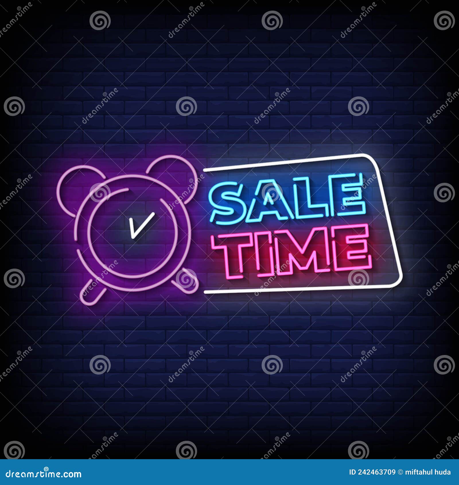 Sale Time Neon Signs Style Text Vector Stock Vector - Illustration of ...