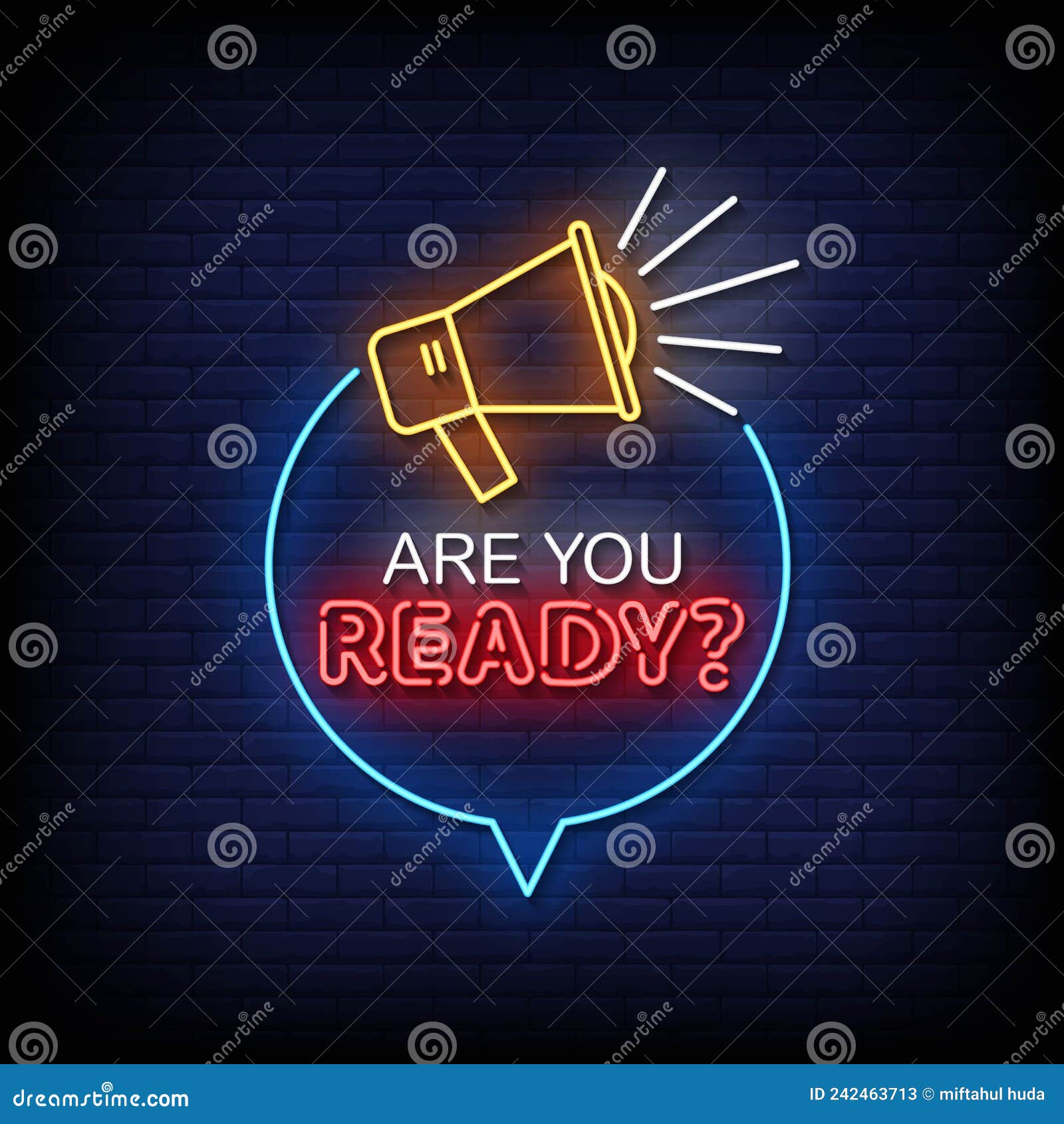 Are You Ready Neon Signs Style Text Vector Stock Vector - Illustration ...