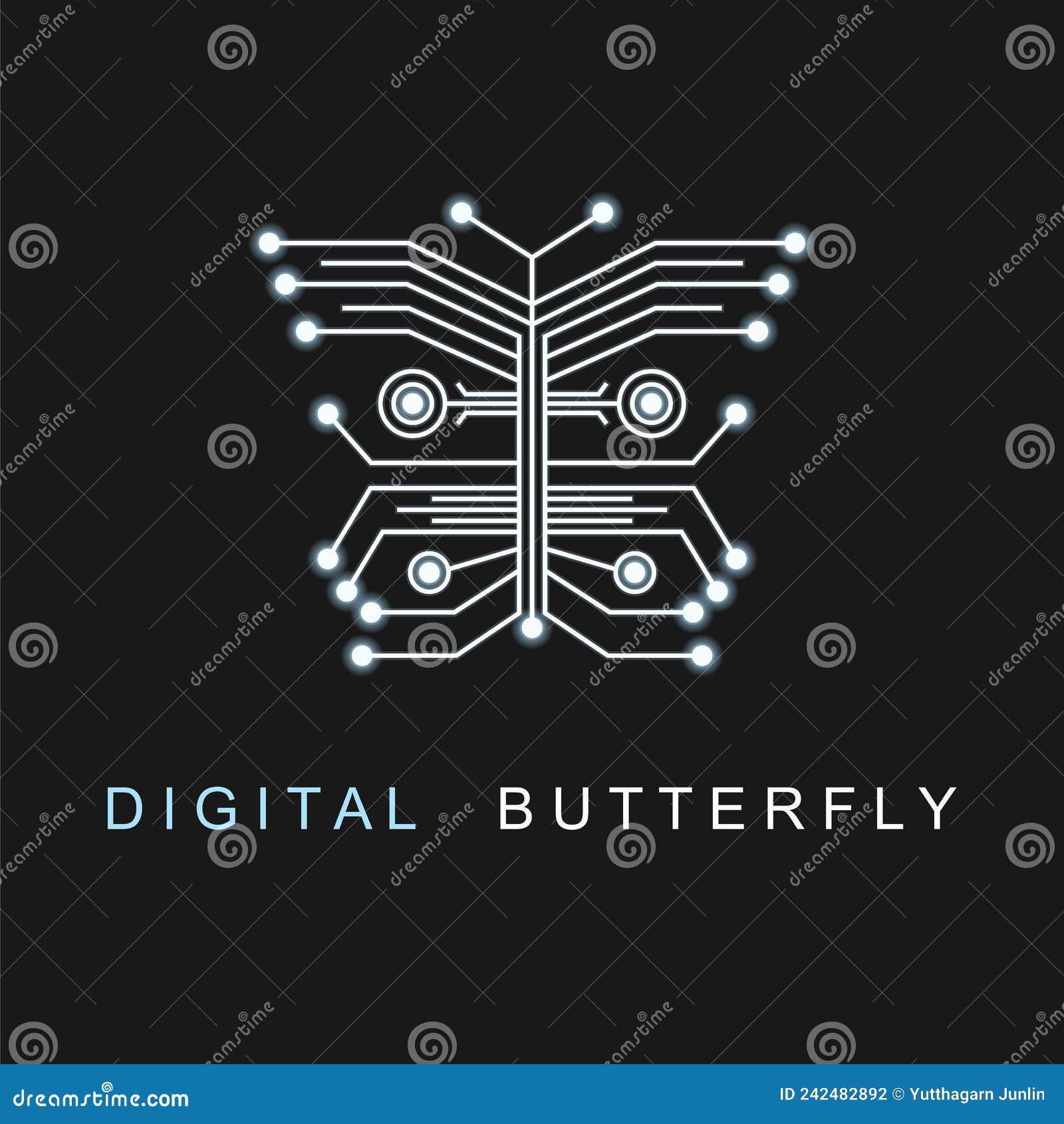 Digital Butterfly is Glowing Technology - Vector Stock Vector ...
