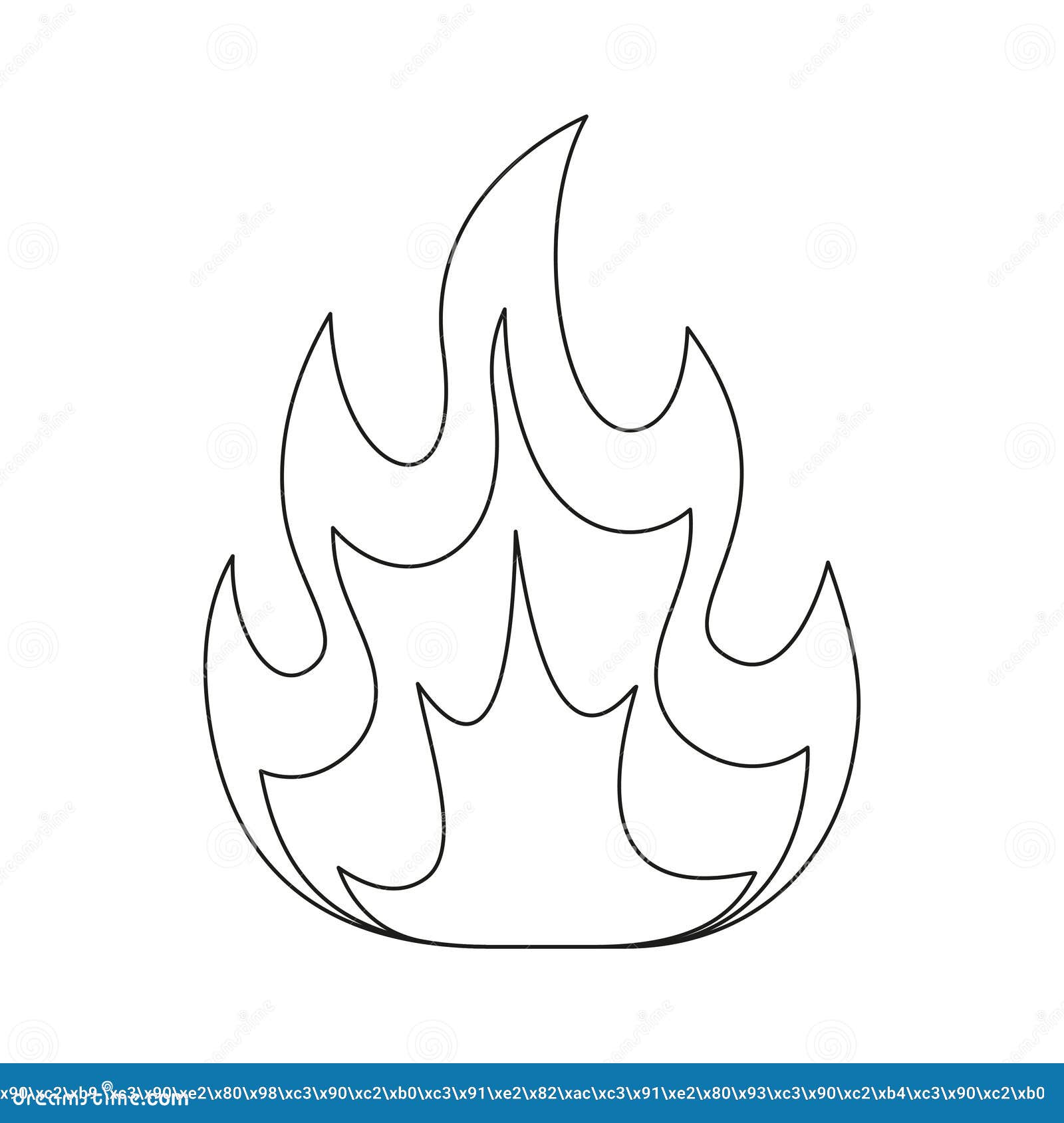Fire Line Symbol. Fire Flame Outline Shape Stock Illustration ...