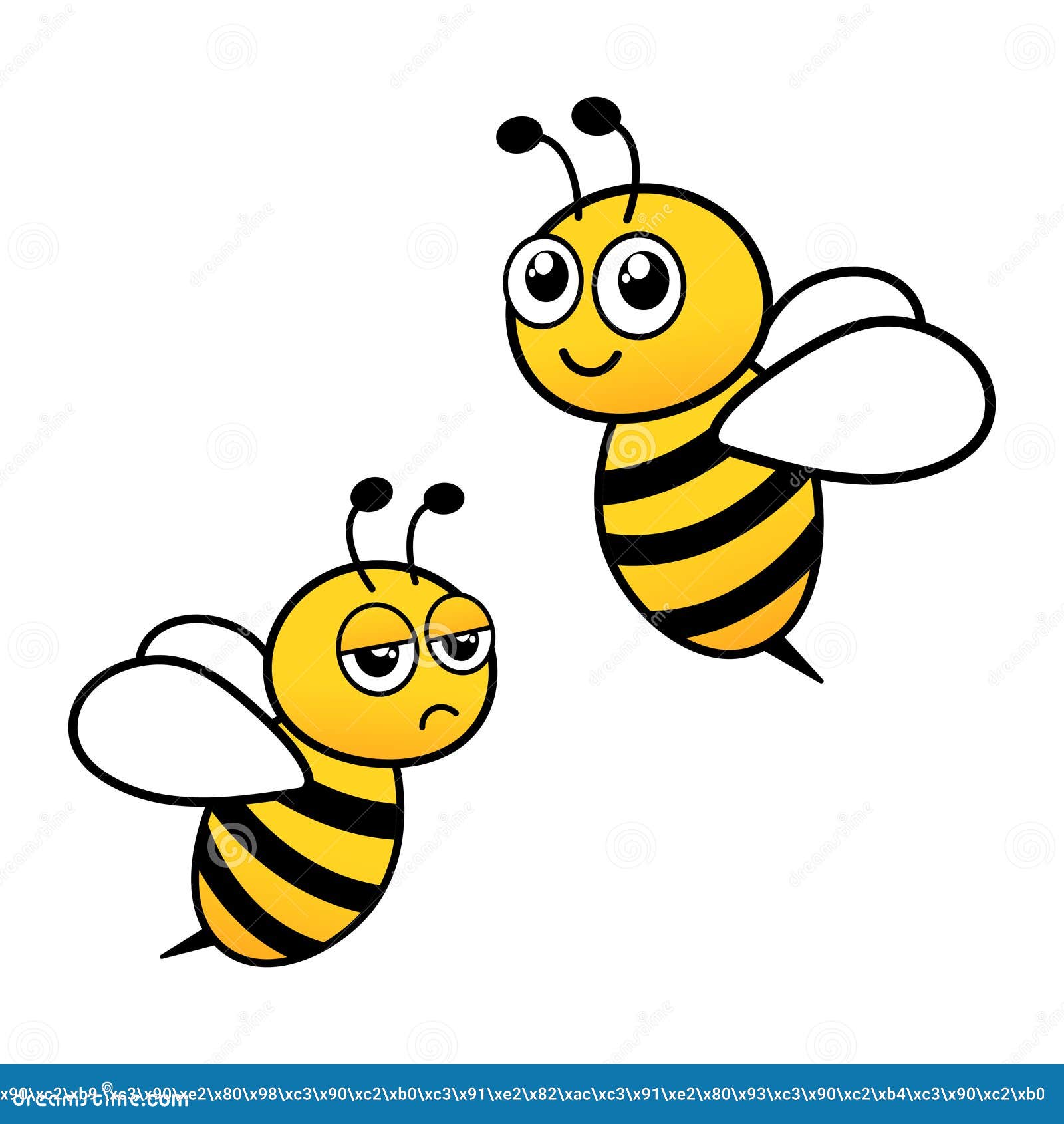 Cute yellow bees set. stock illustration. Illustration of sting - 242489388