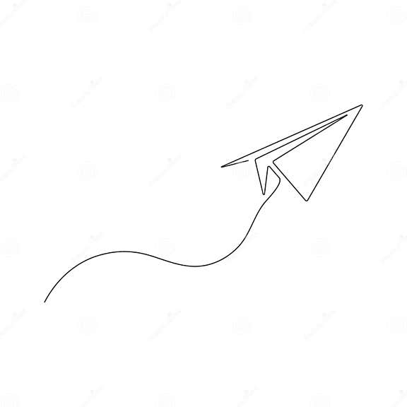 Paper Airplane Continuous One Line Drawing. Sending Message Linear Fold ...