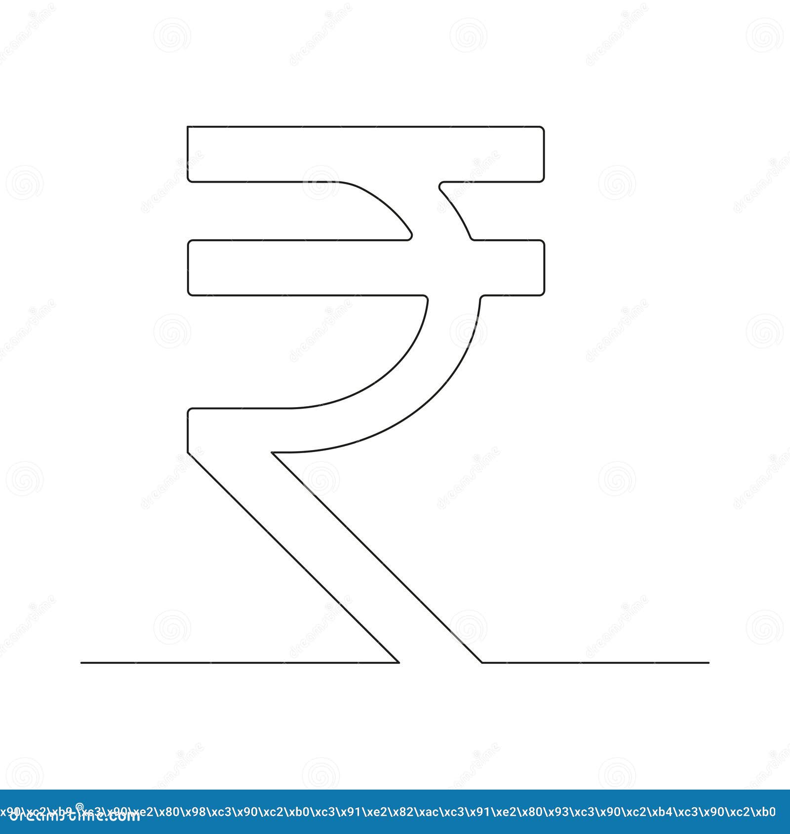 Rupee One Line Drawing Symbol. Indian Currency Linear Symbol Stock ...