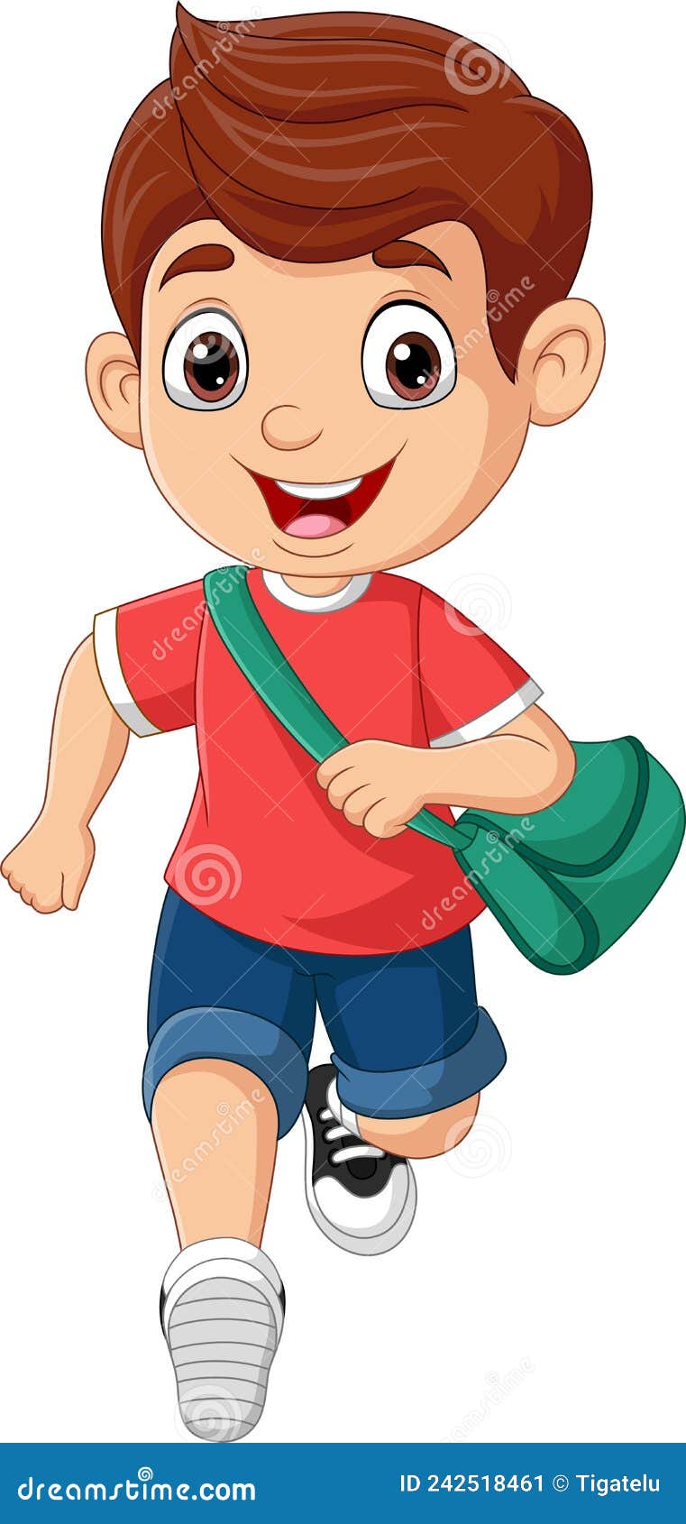 Cartoon School Boy with Backpack Running Stock Vector - Illustration of ...