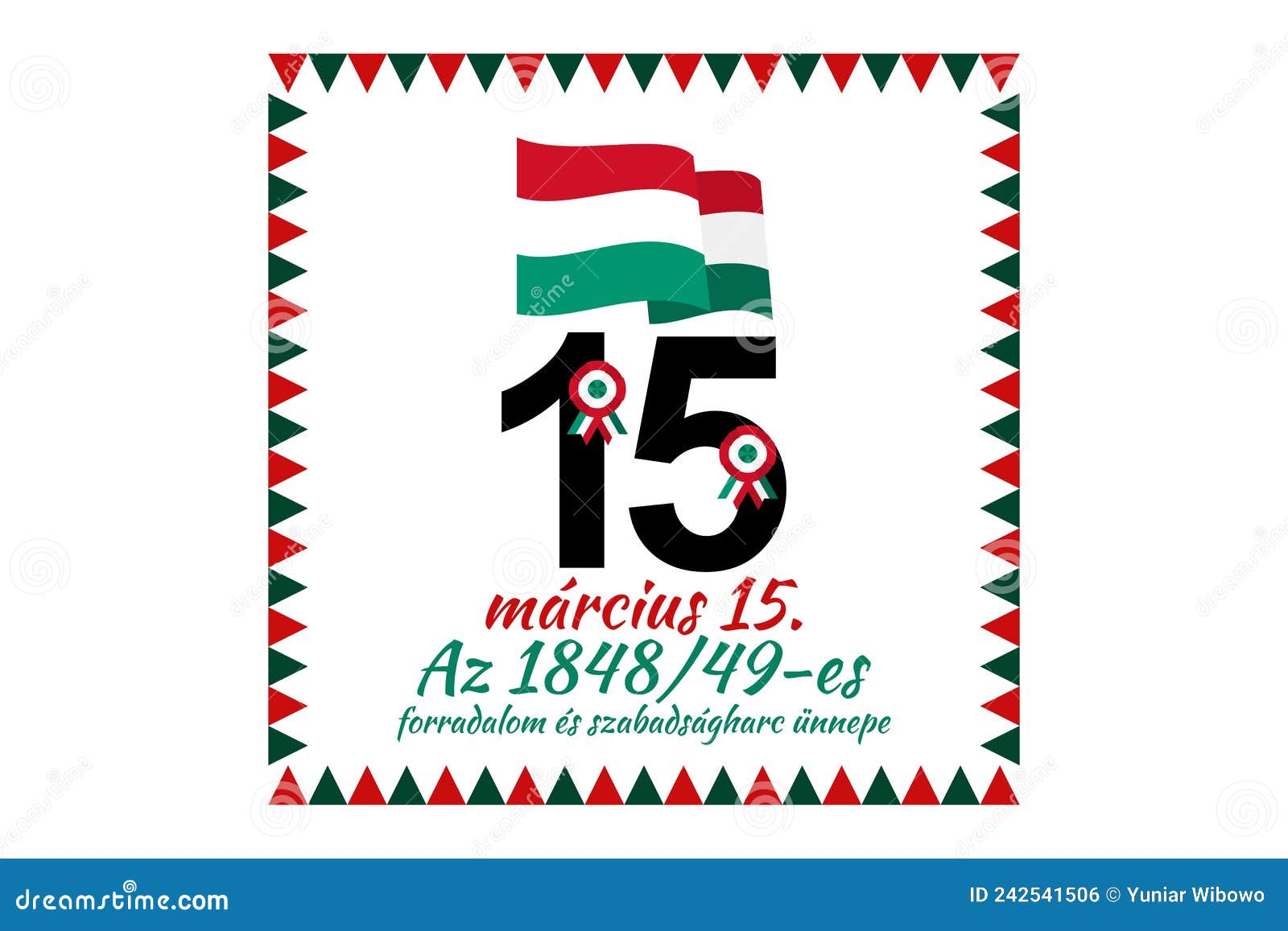 15th of March. Happy National Day of Hungary Vector Illustration. Stock ...