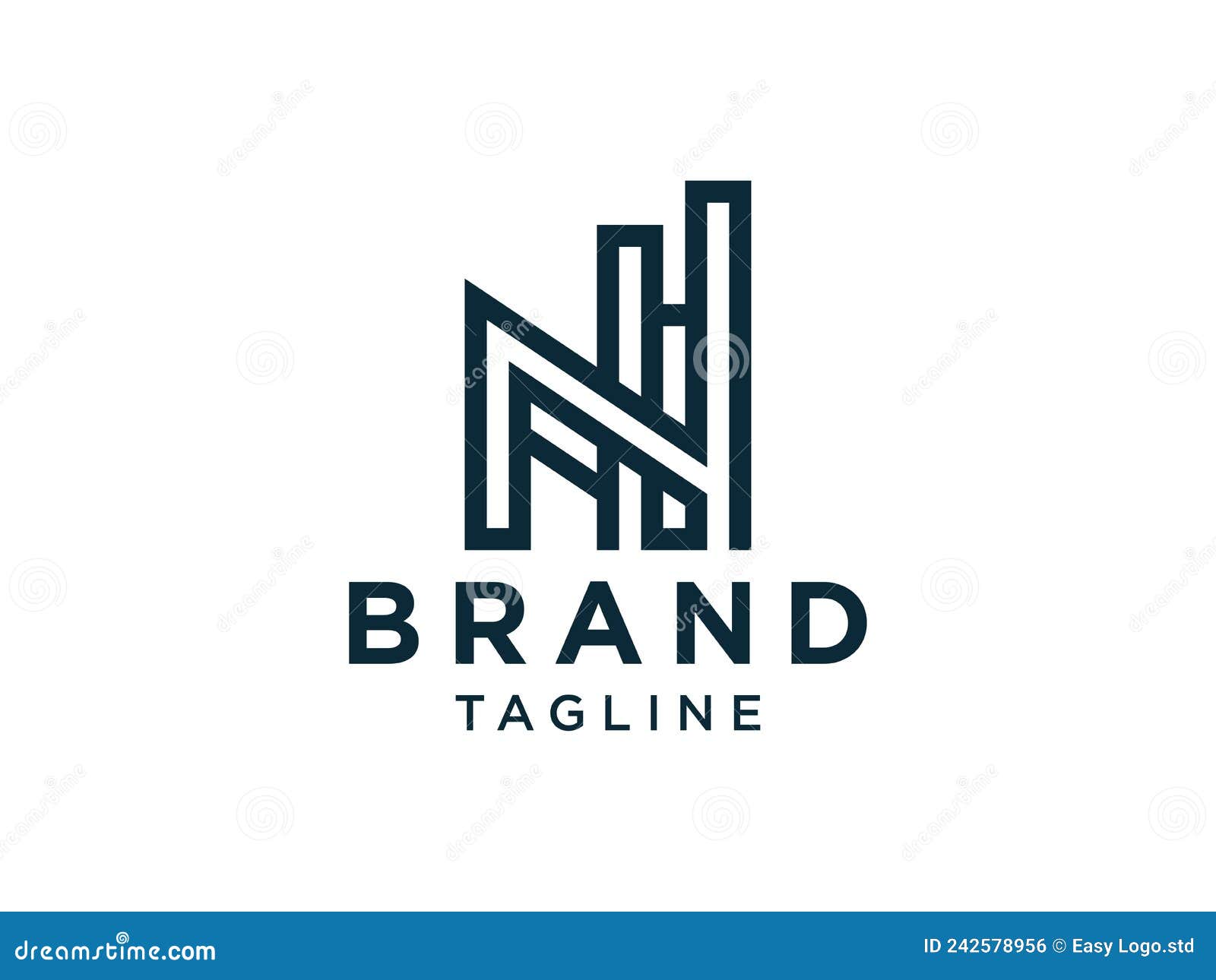 Abstract Initial Letter N Logo Square Rounded Line. Flat Vector Logo ...