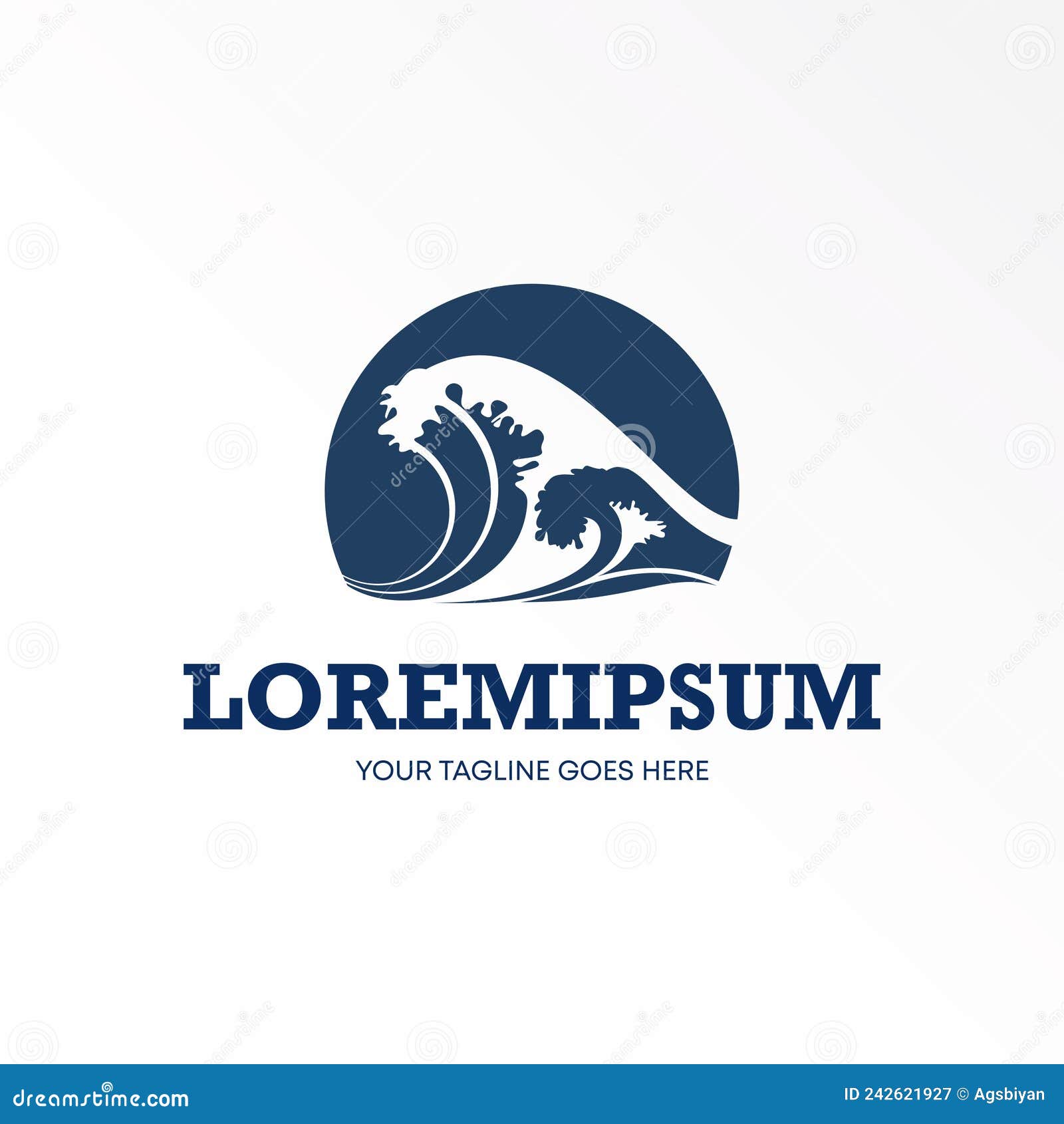 Ocean or Beach Wave in Japan Style Circle Block Logo Design Abstract ...