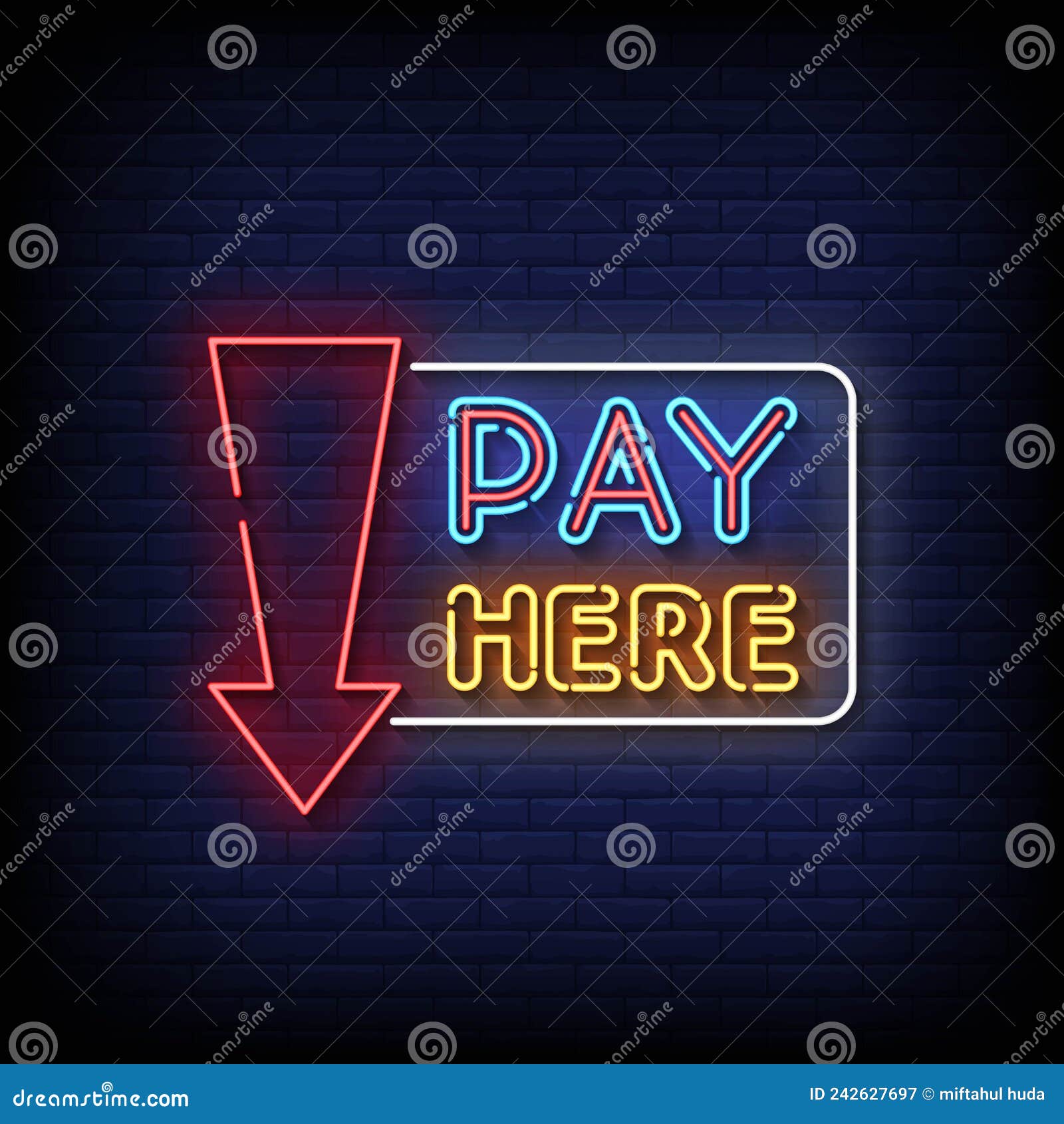 Pay Here Neon Signs Style Text Vector Stock Vector - Illustration of ...