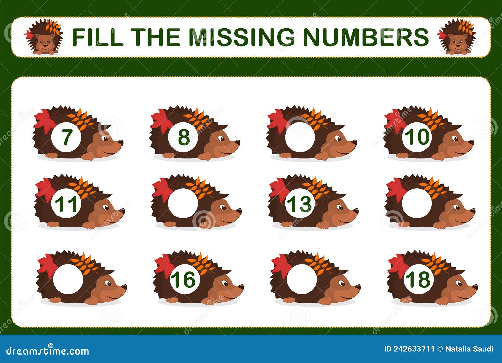 A Children`s Math Game Called `fill the Missing Numbers`. Vector ...