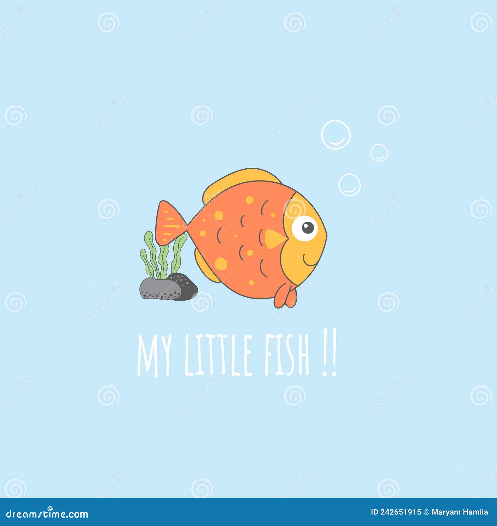 Cute Fish Character in Cartoon Style Stock Illustration - Illustration ...