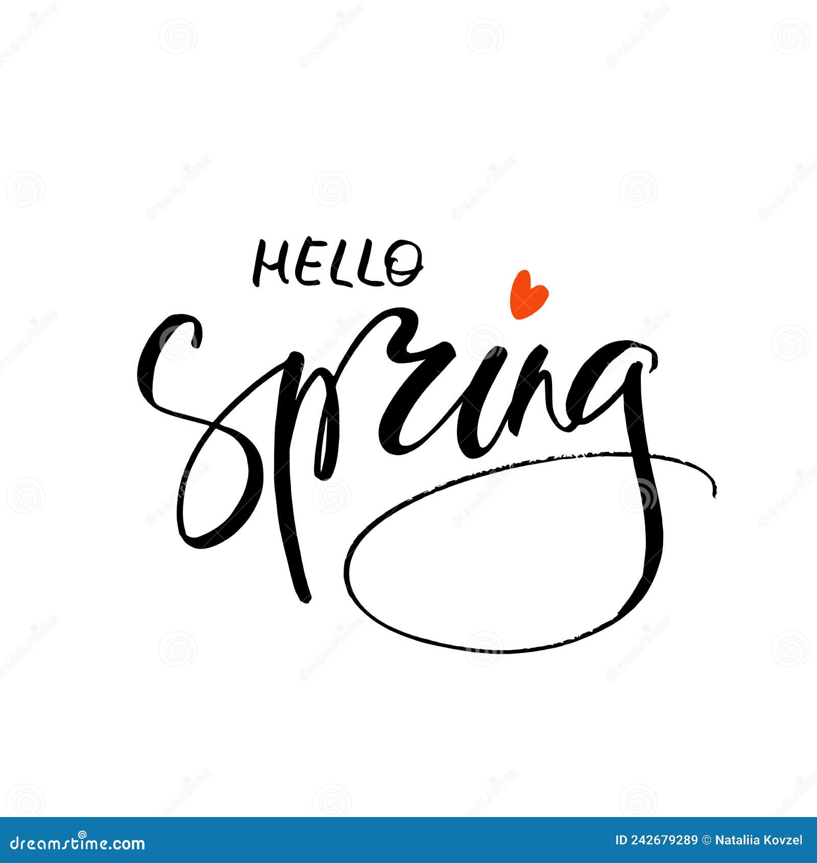 Hello Spring Postcard. Seasonal Lettering Stock Vector - Illustration ...
