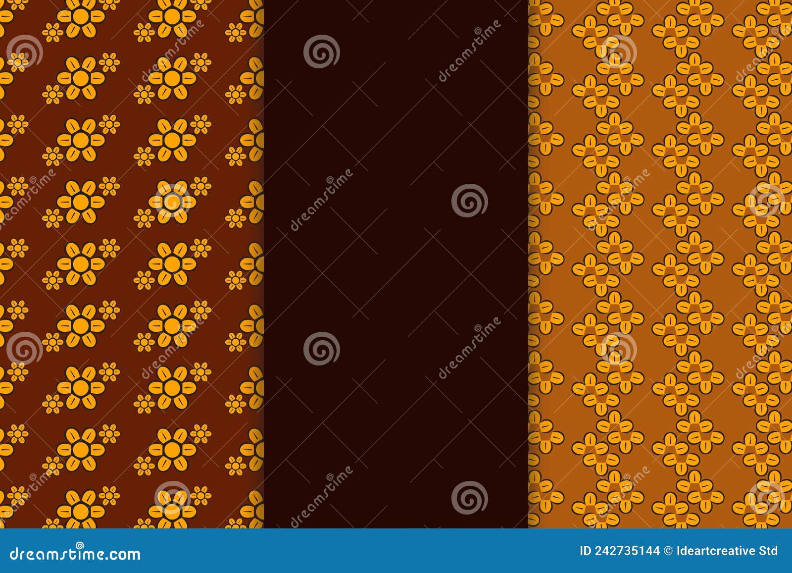 Set of Brown Batik Texture Trendy Motive Vector Seamless Pattern. Stock ...