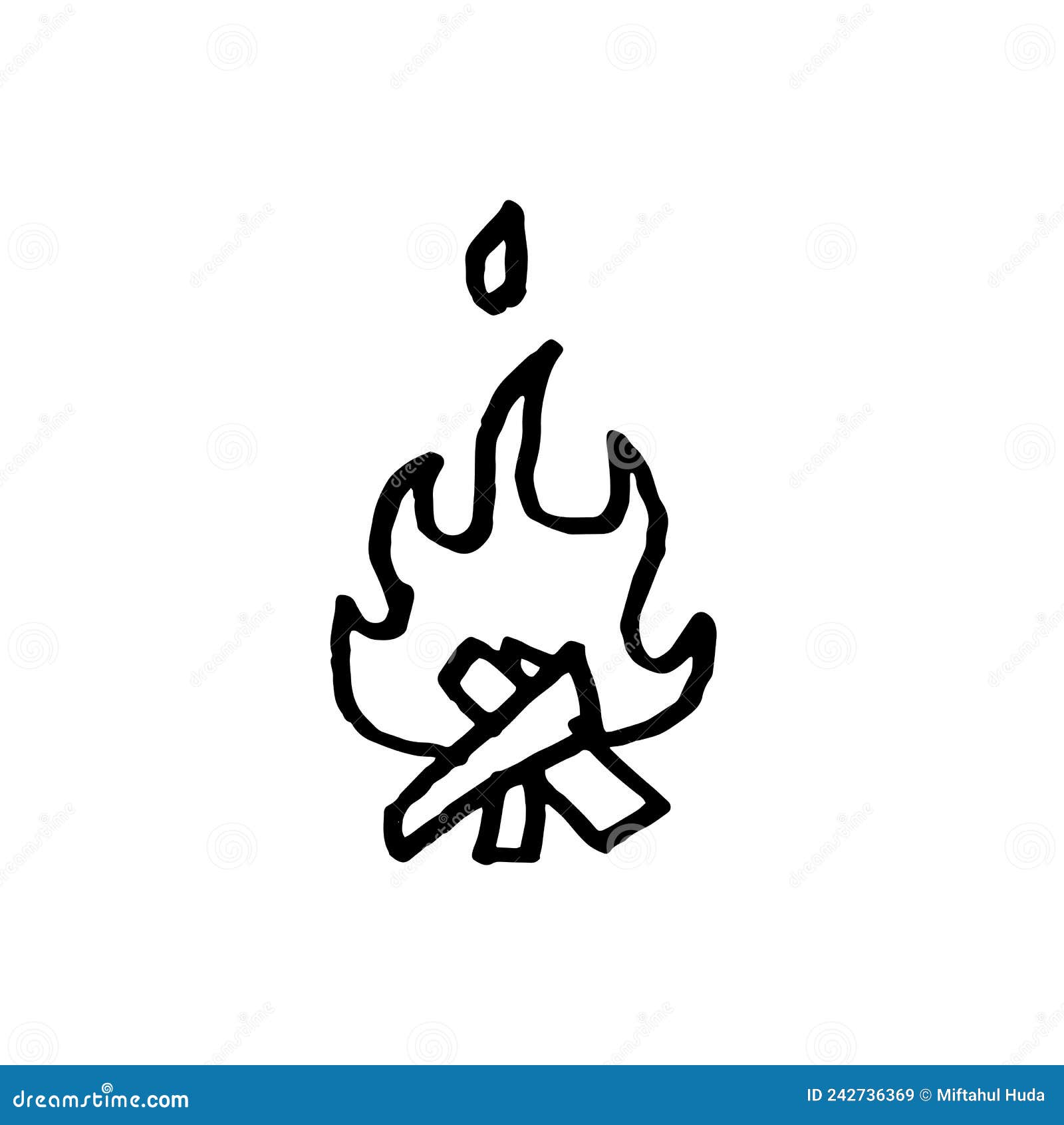 Fire icon in doodle style stock vector. Illustration of flammable ...