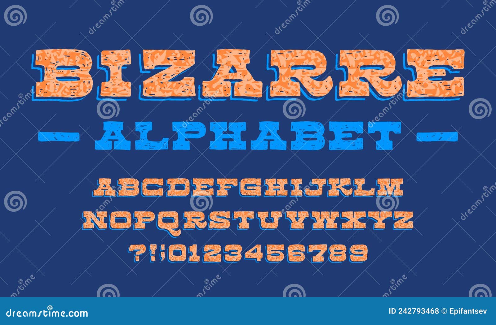 Bizarre Alphabet Font. Vivid Colors Hand Drawn Messy Letters and ...