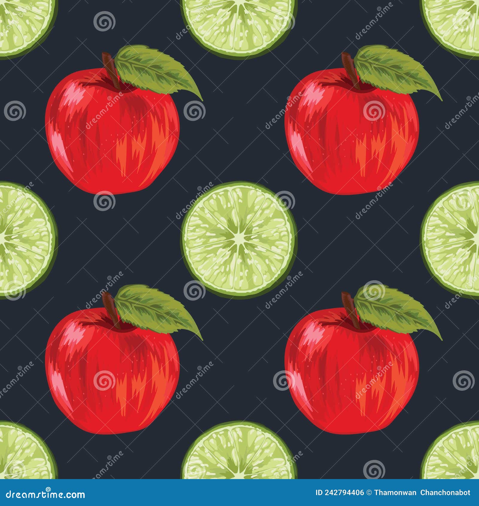 Fruits Drawing Seamless Background Stock Vector - Illustration of ...