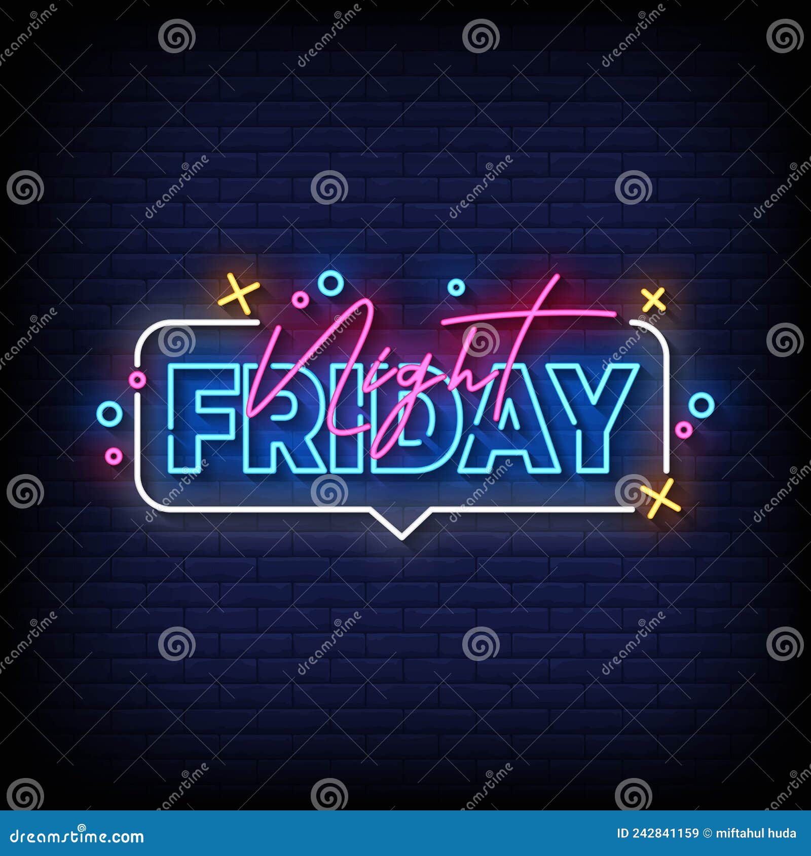 Night Friday Neon Signs Style Text Vector Stock Vector - Illustration ...