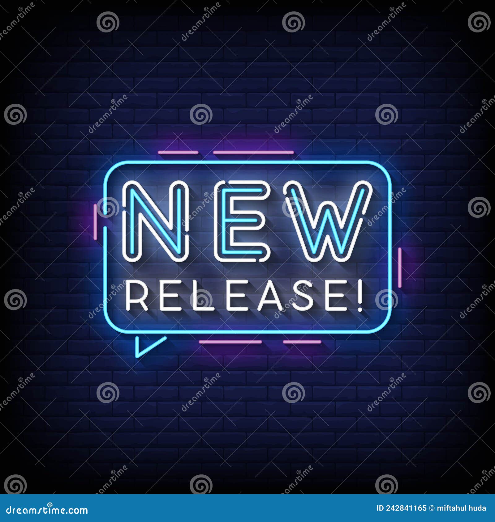 New Release Neon Signs Style Text Vector Stock Vector - Illustration of ...