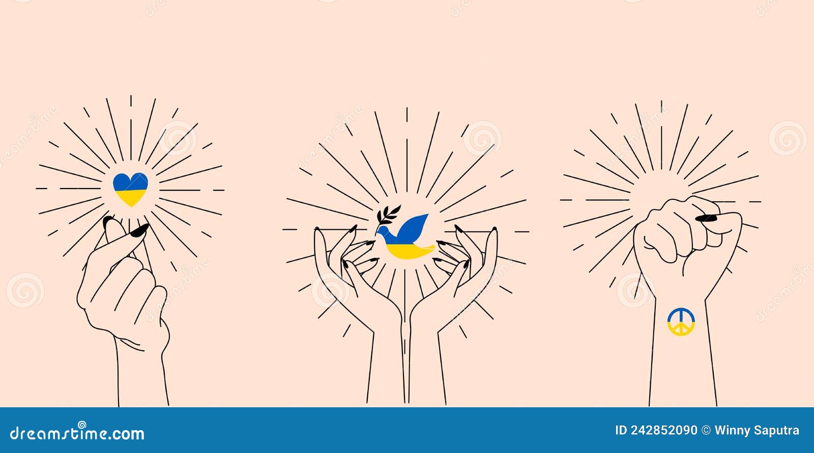 Set of Hand Gesture Logo To Support Ukraine Peace Concept Stock Vector ...