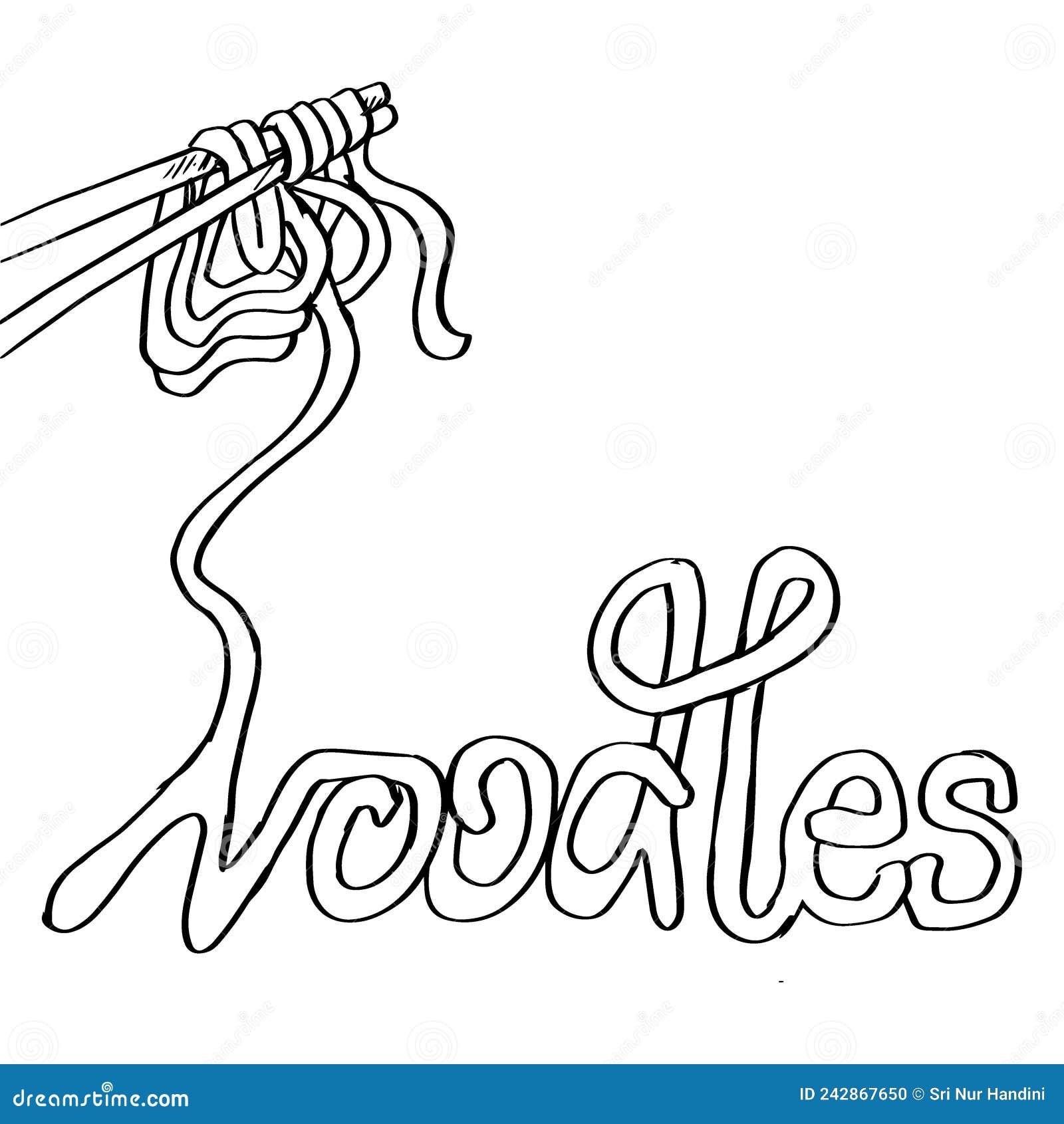 Text Noodles with Chopsticks Hand Lettering Stock Vector - Illustration ...