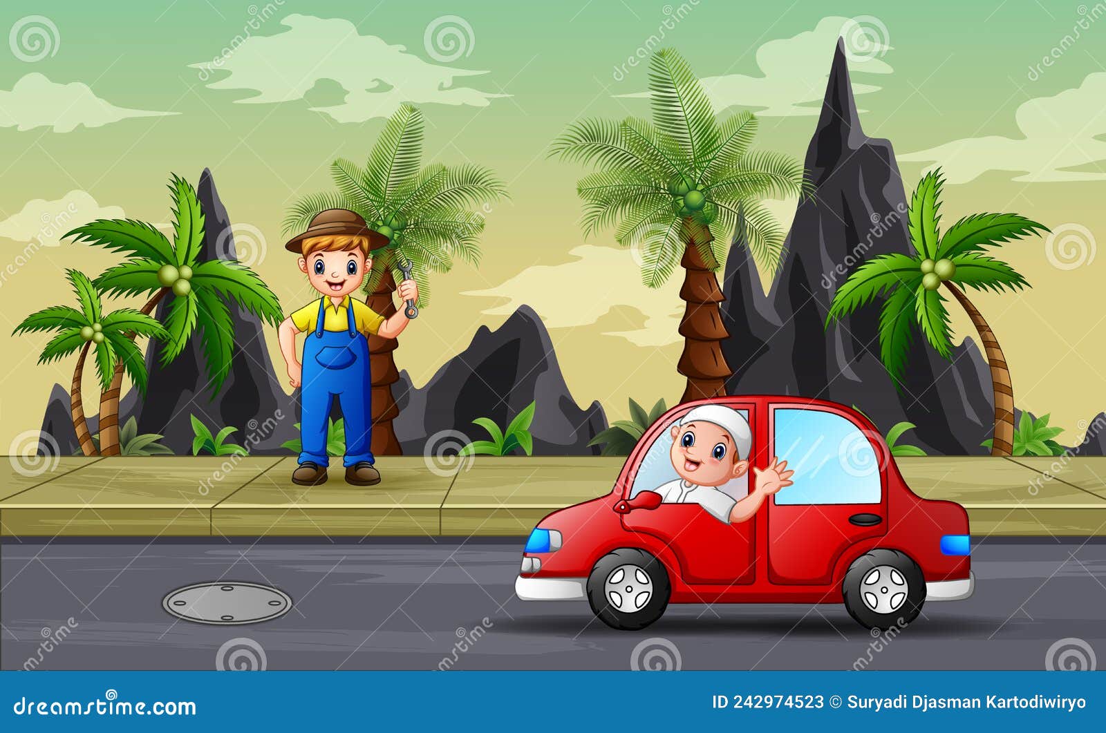 Illustration of People Walking through the Highway Stock Image - Image ...