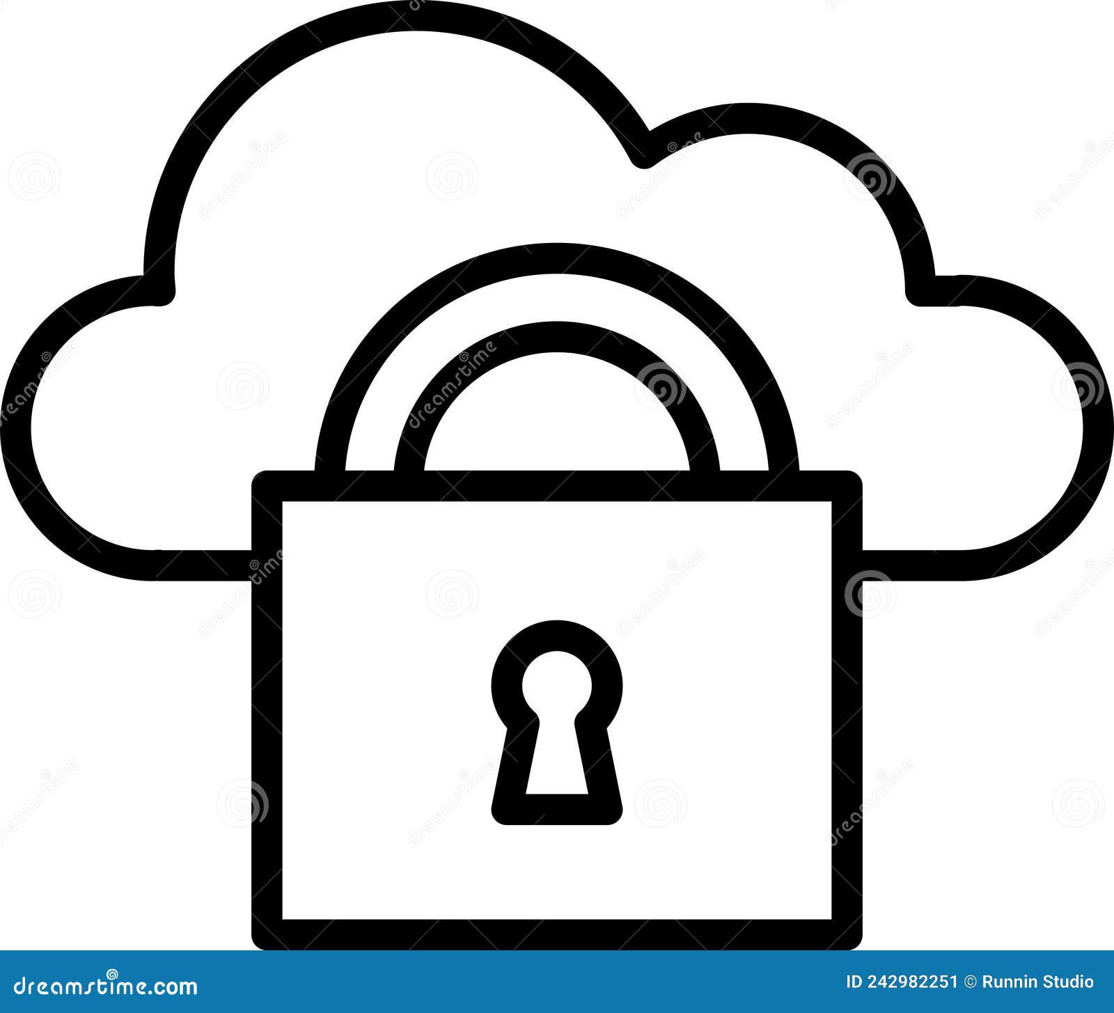 Cloud Data Lock Icon stock vector. Illustration of icon - 242982251