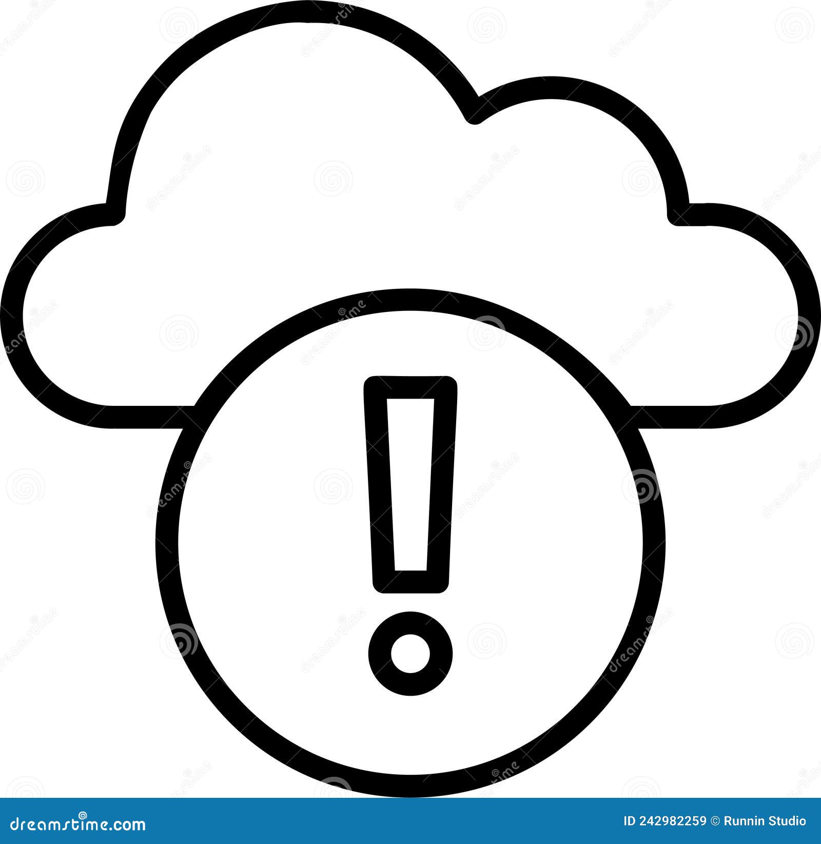 Cloud Data Error Icon stock vector. Illustration of alert - 242982259