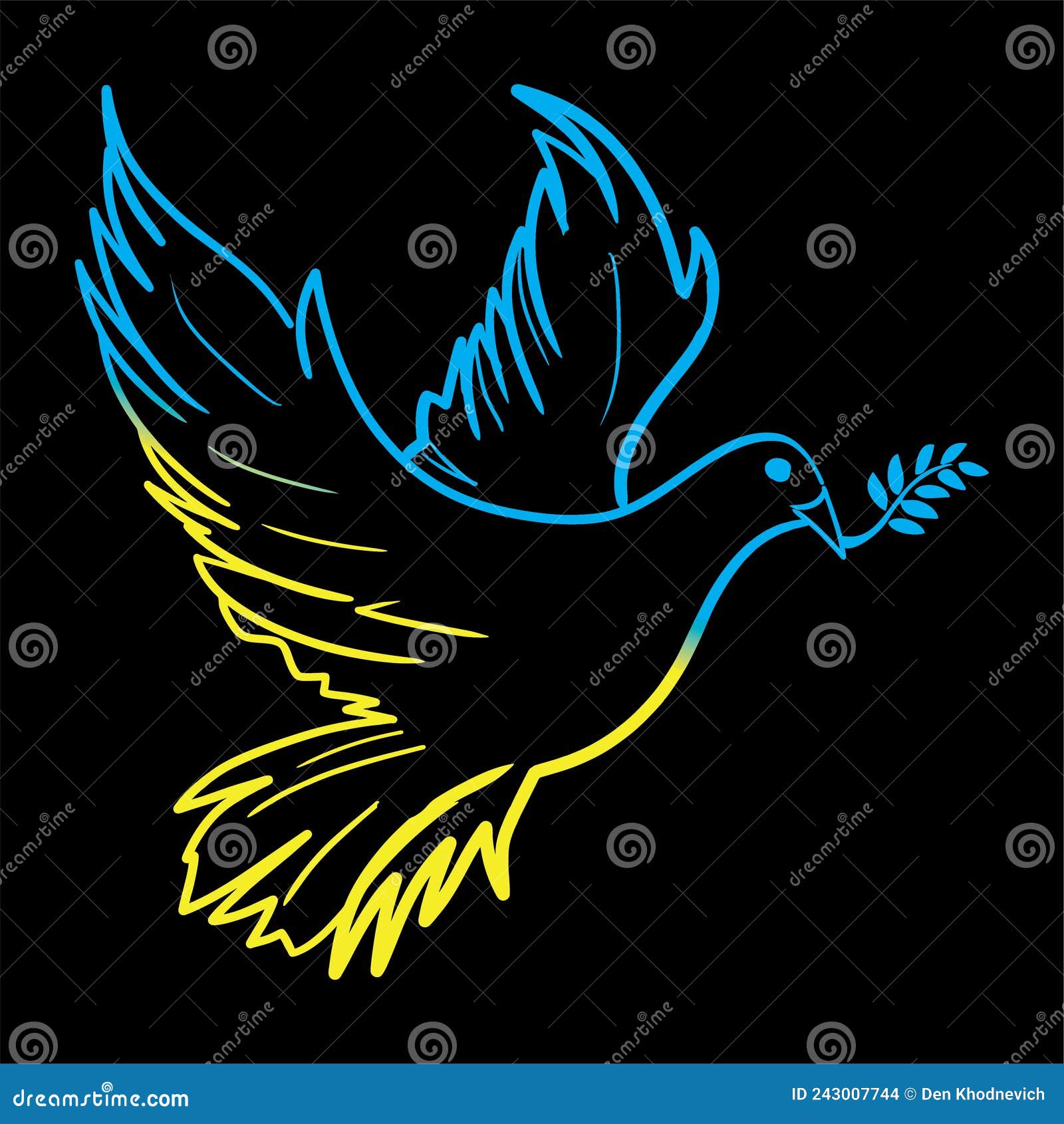 Symbol of Peace Flying Bird. Dove of Peace Support Ukraine. No Signs of ...