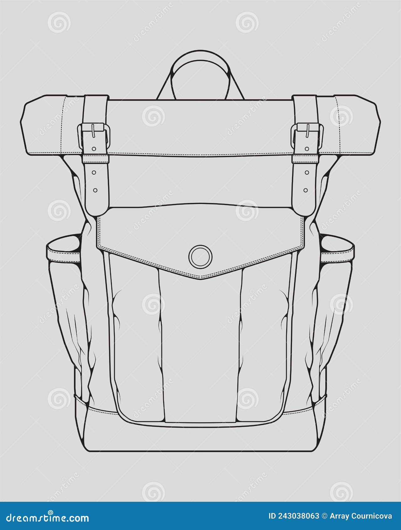 Sketch of a Rucksack. Backpack Isolated on White Background. Vector ...