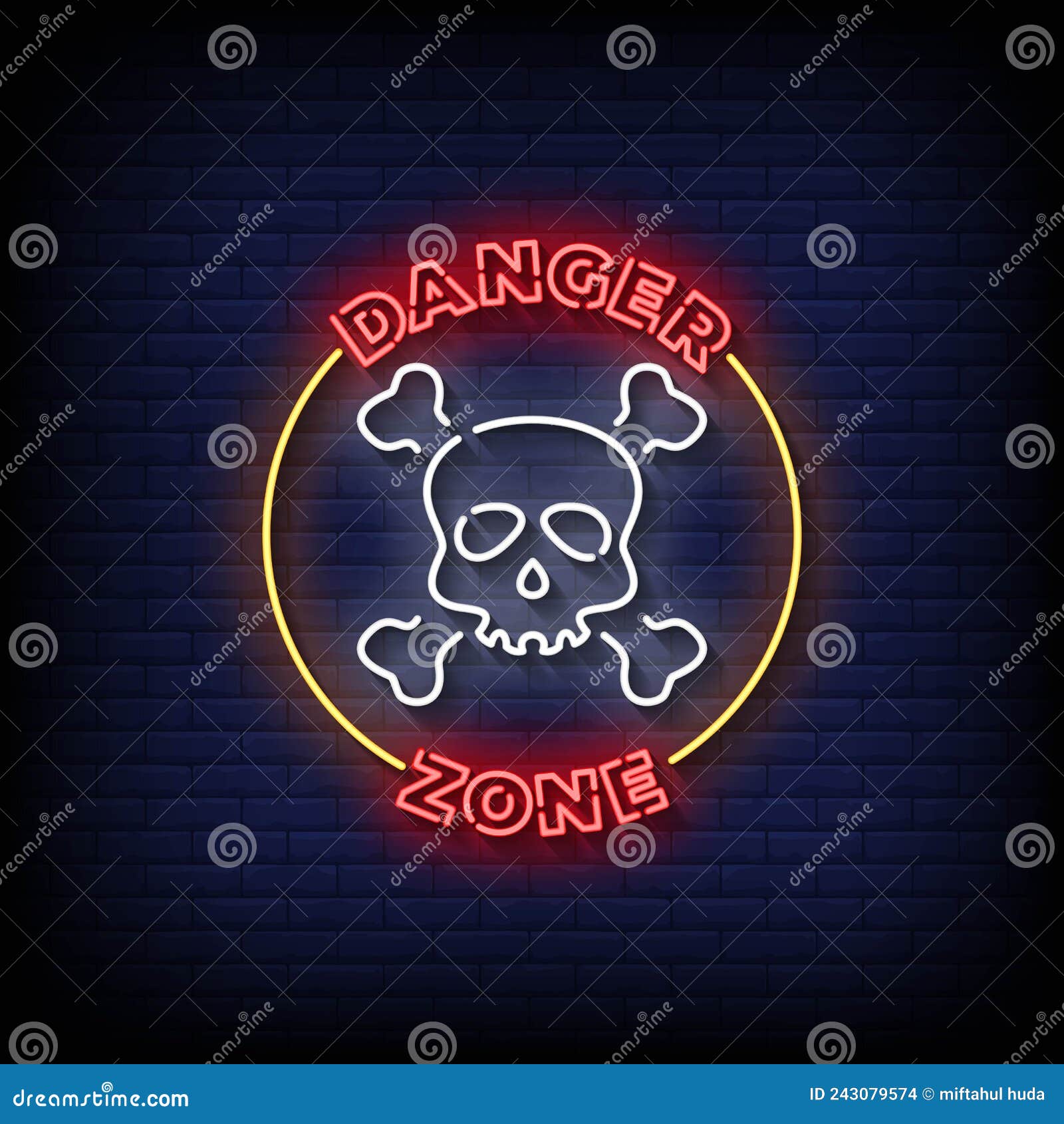 Danger Zone Neon Signs Style Text Vector Stock Vector - Illustration of ...