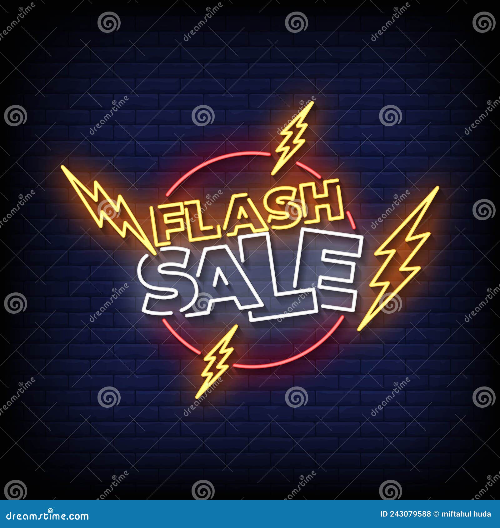 Flash Sale Neon Signs Style Text Vector Stock Vector - Illustration of ...