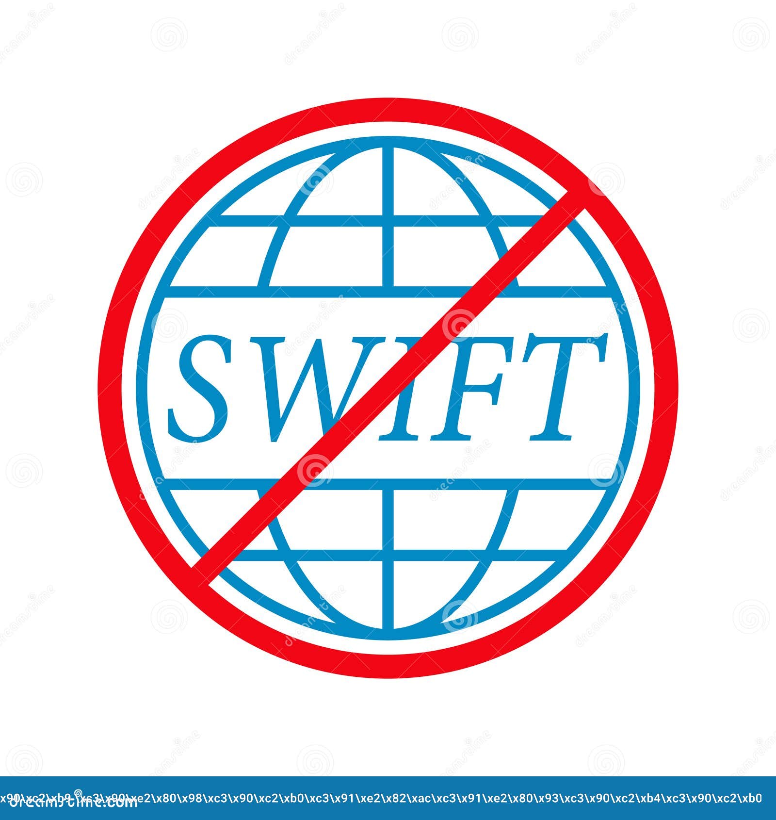 Round Red No Symbol with SWIFT Sign. Stop Financial World Transactions ...