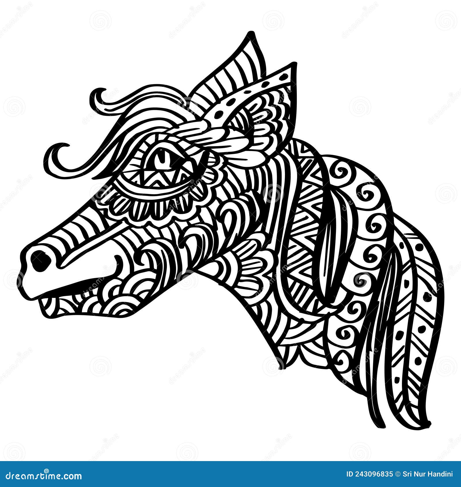 Zentangle Horse Head. Vector Illustration | CartoonDealer.com #243096846