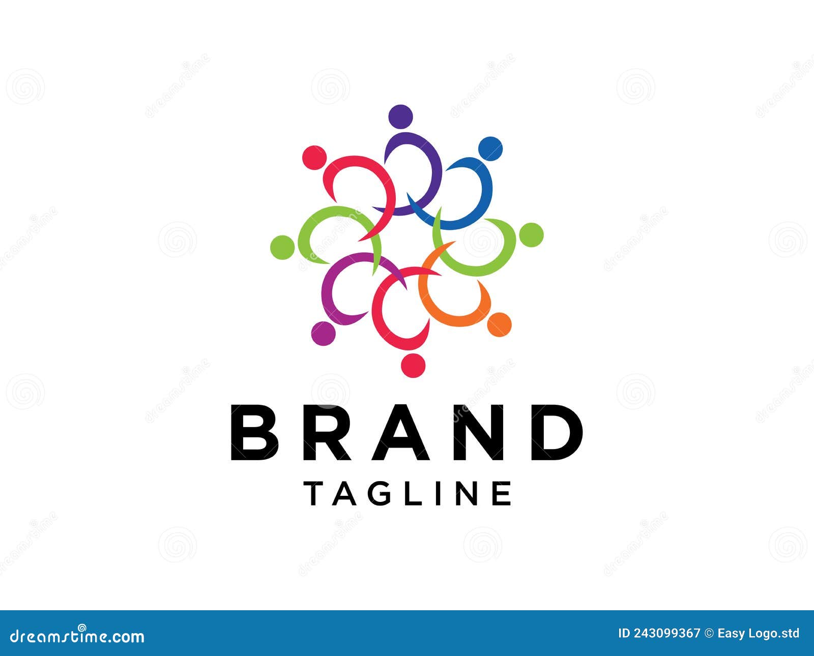 Abstract People Logo. Colorful Eight Human Symbol Isolated One White ...