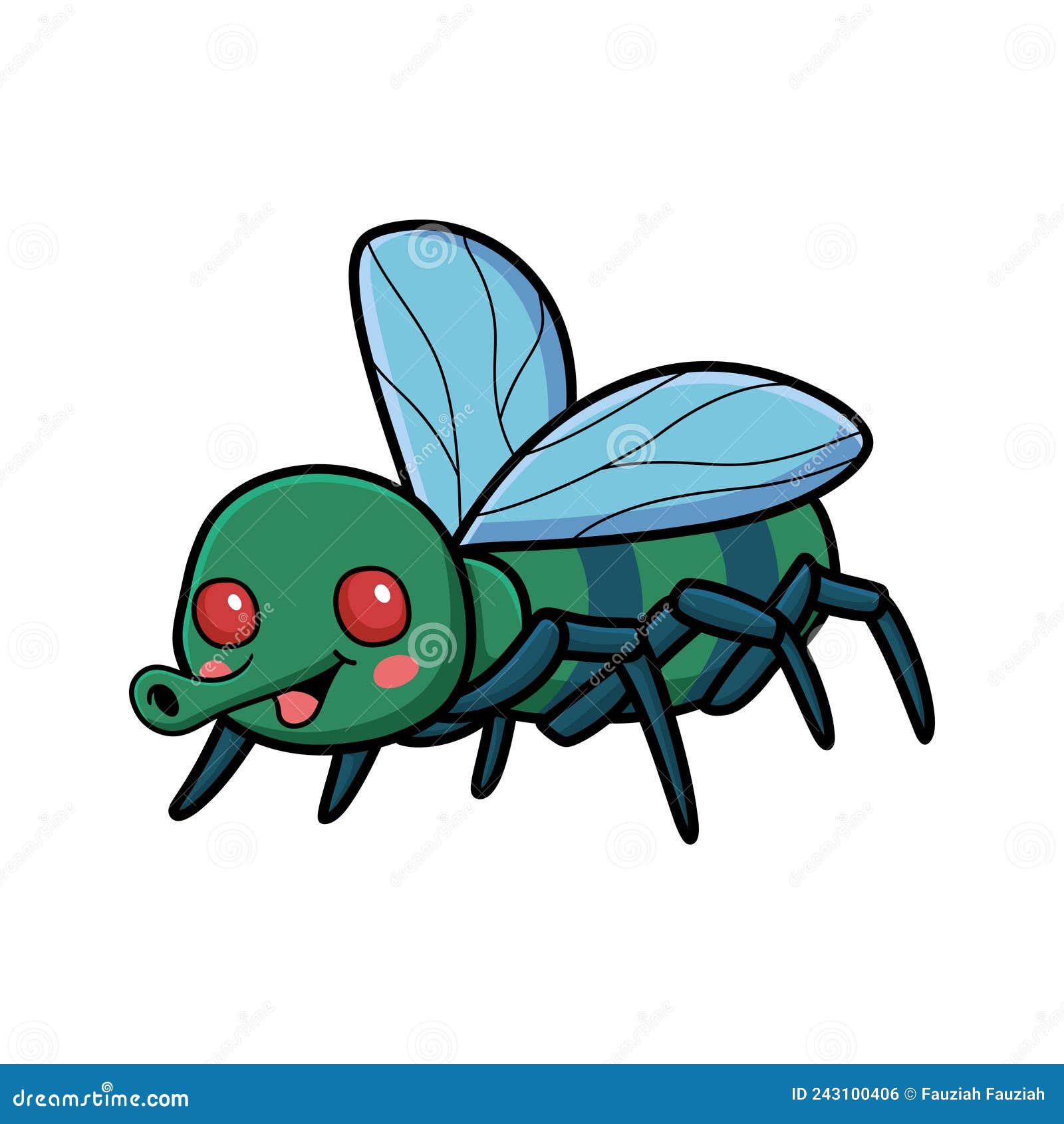 Cute Little House Fly Cartoon Stock Vector - Illustration of kawaii ...