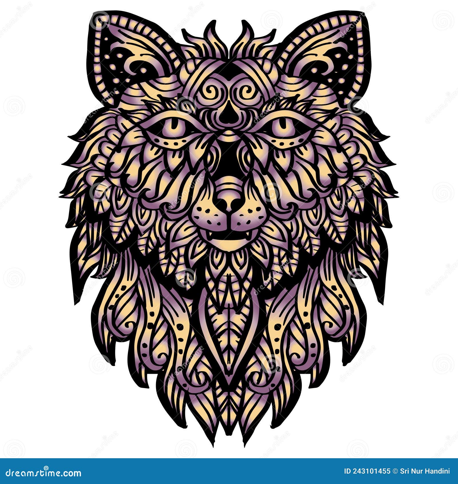 Zentangle Wolf Head With Guata Vector Illustration | CartoonDealer.com ...
