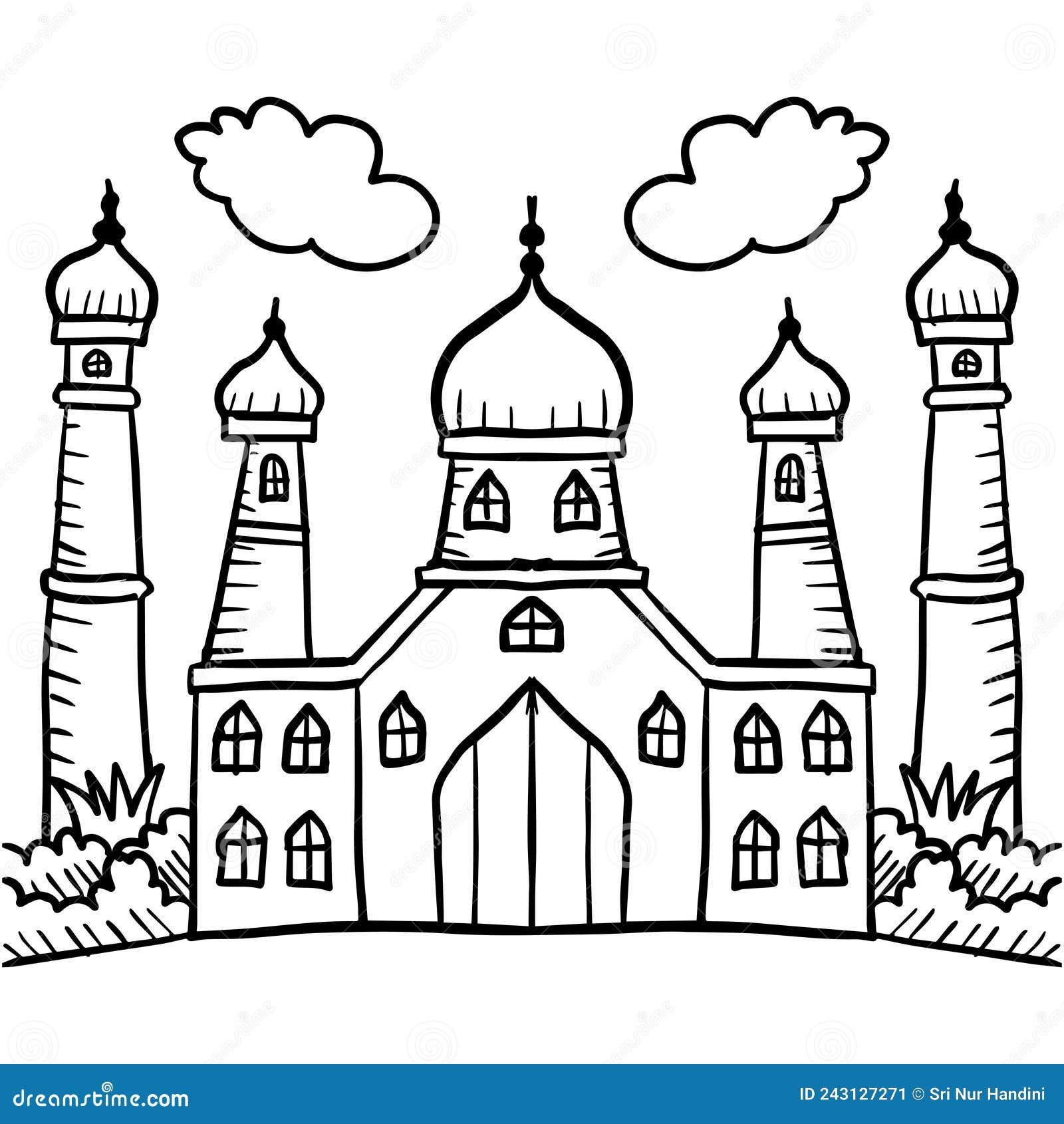 Mosque Coloring Page Design Illustration Stock Vector - Illustration of ...