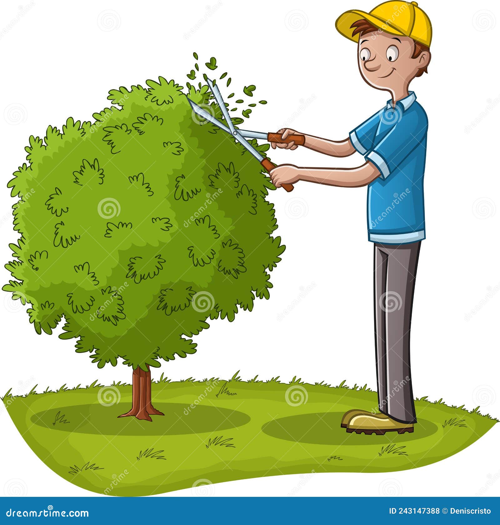 Cartoon Gardener Pruning a Tree. Stock Vector - Illustration of season ...