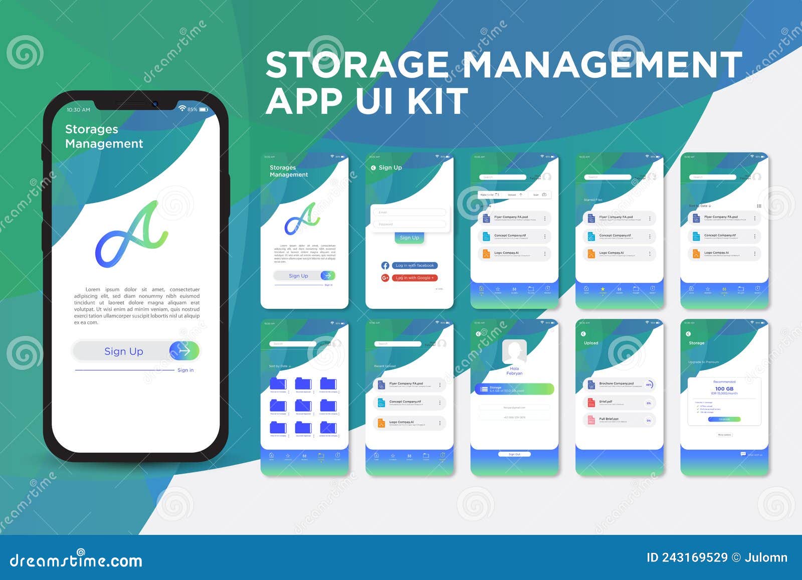 Storage Management App UI Kit Template UX Idea Stock Illustration ...