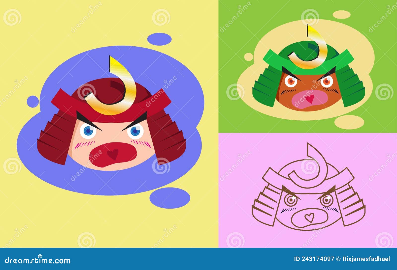 Cute Samurai Mascot Vector Illustration Stock Vector - Illustration of ...