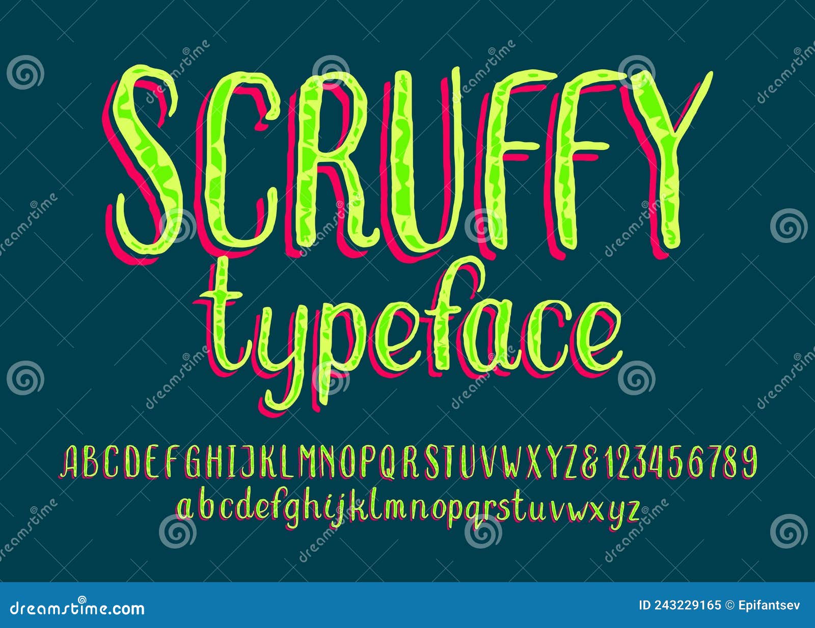 Scruffy Alphabet Font. Hand Drawn Messy Letters and Numbers. Uppercase ...